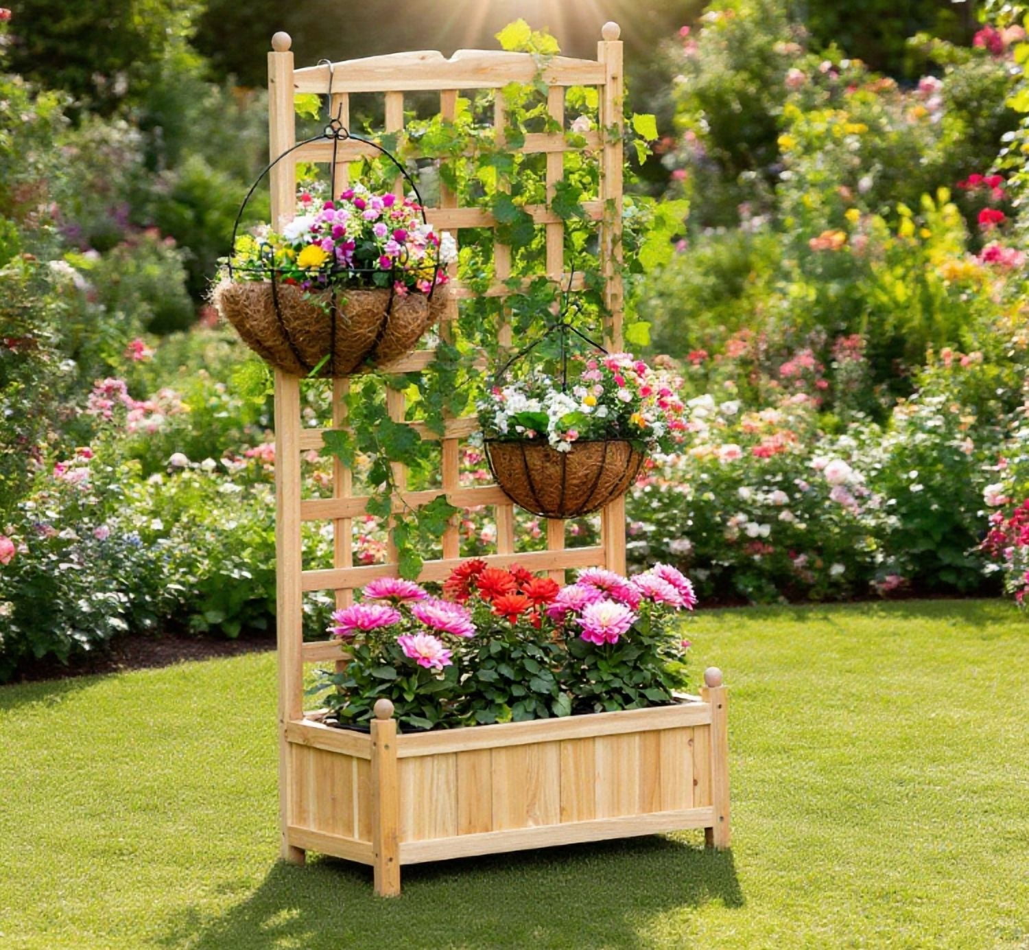 Flower Shelf Wooden Raised Garden Bed, Outdoor Planter Box - Walmart.com