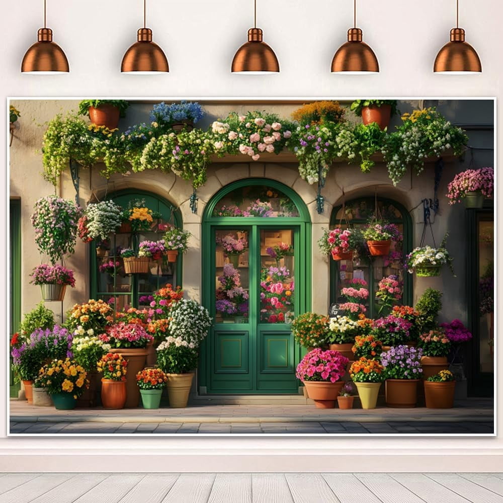 Flower Shop Backdrop Spring Flowers Plants Floral House Photography ...