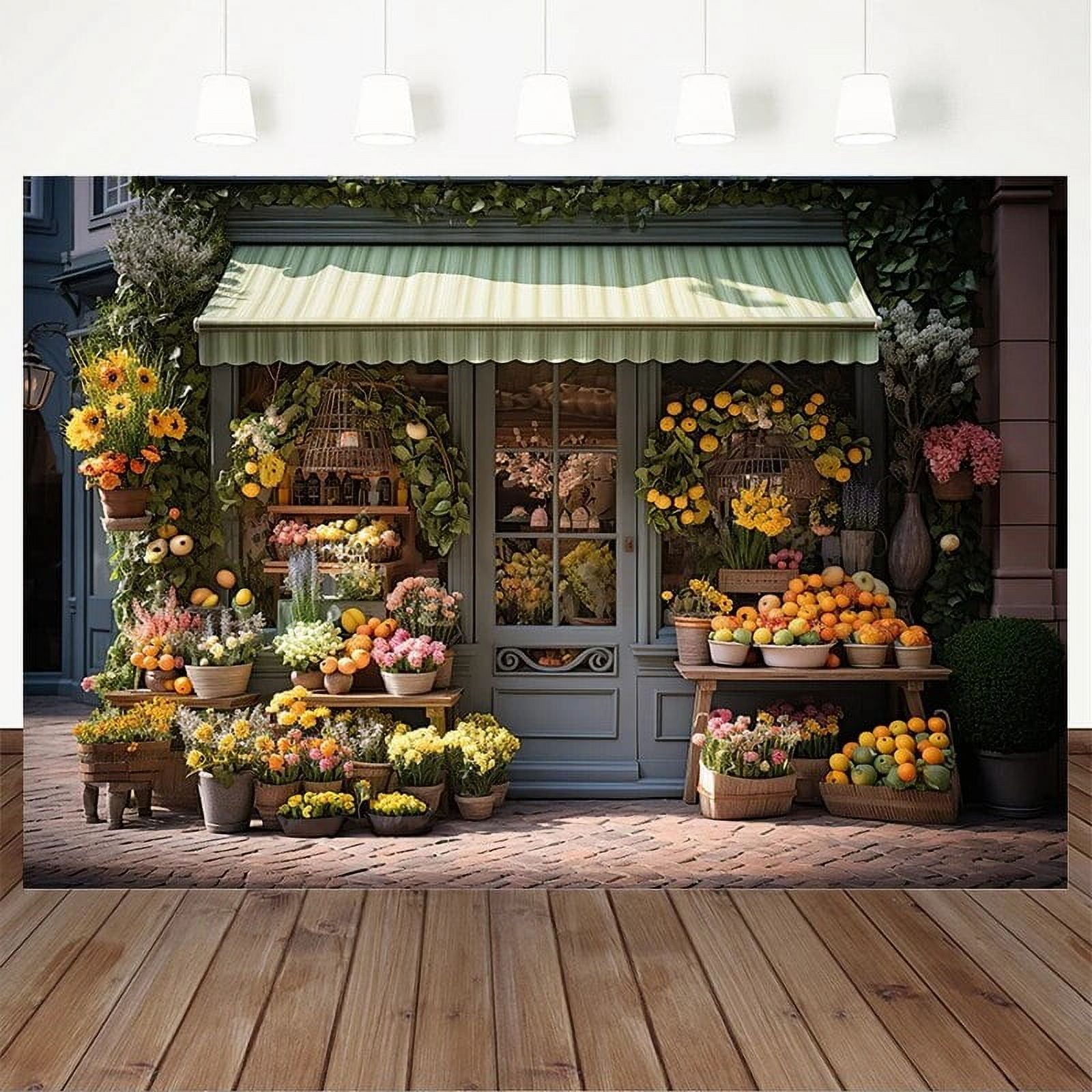 Flower Shop Background For Photography Yellow Green Plants Birthday ...