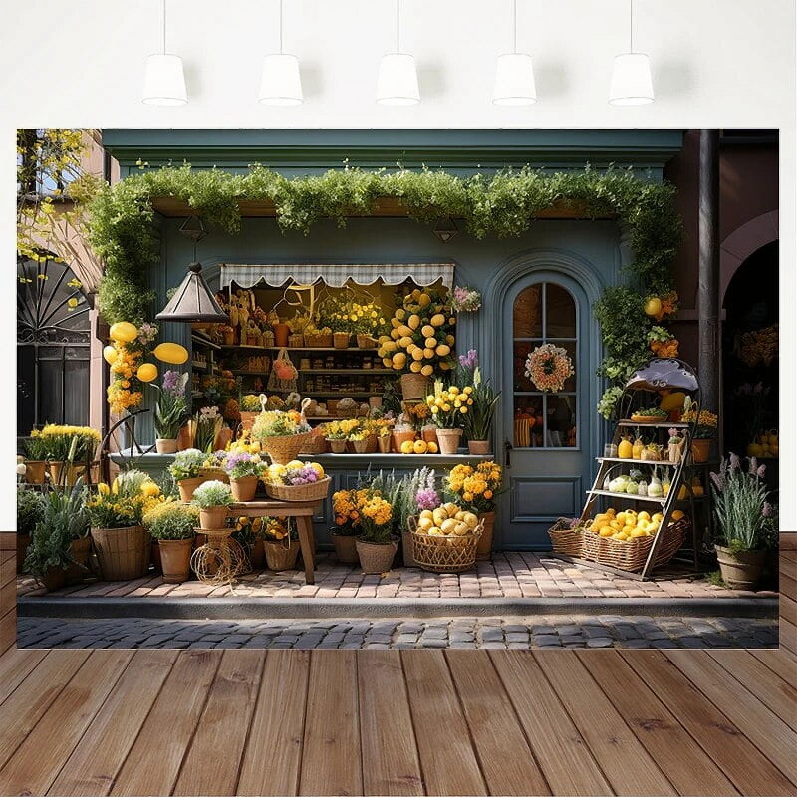 Flower Shop Background For Photography Yellow Green Plants Birthday ...