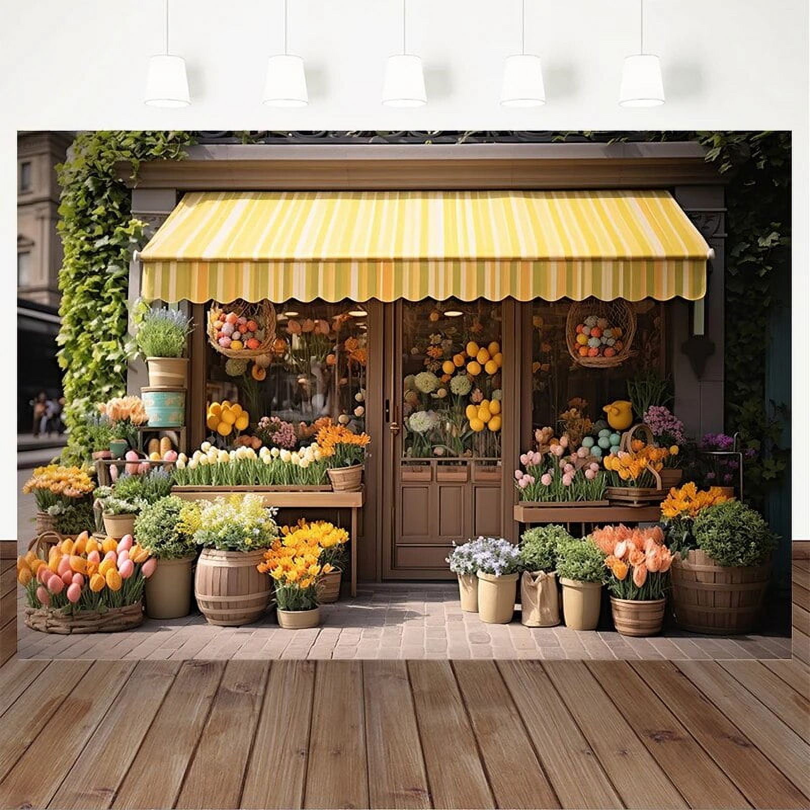 Flower Shop Background For Photography Yellow Green Plants Birthday ...