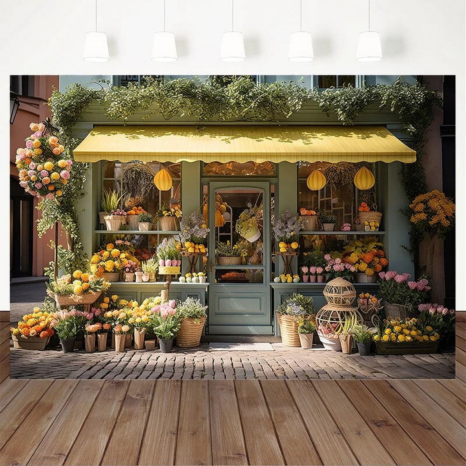 Flower Shop Background For Photography Yellow Green Plants Birthday ...
