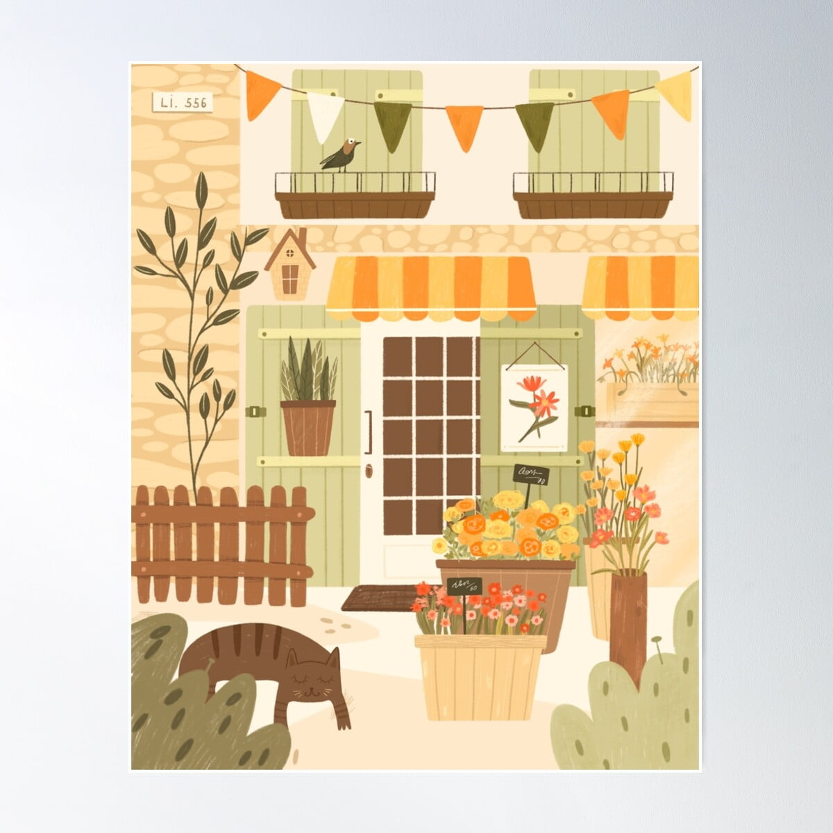 Flower Shop Street View Poster Wall Art, Modern Wall Decor For Living ...