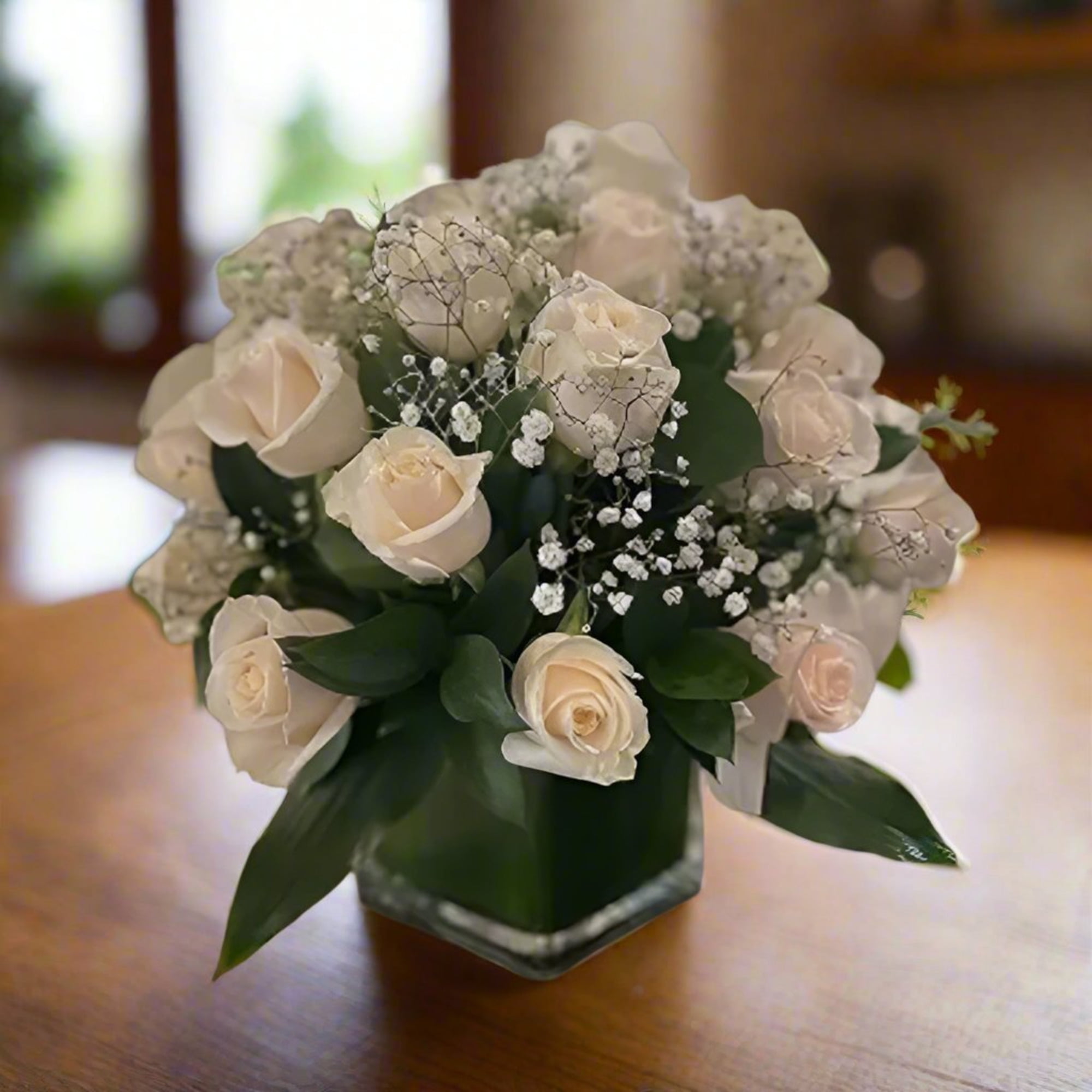 Flower Shop in Hollywood White Rose Elegance│white Rose Arrangement ...