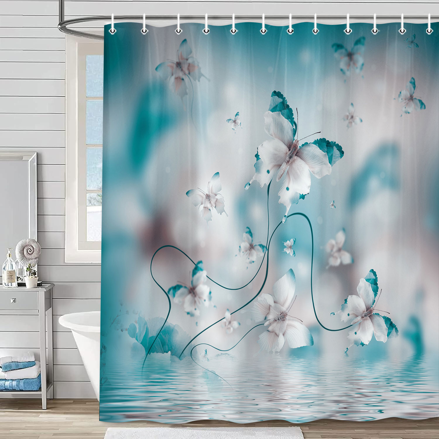 GCKG Colorful Tie Dye Bathroom Shower Curtain, Shower Rings Included ...