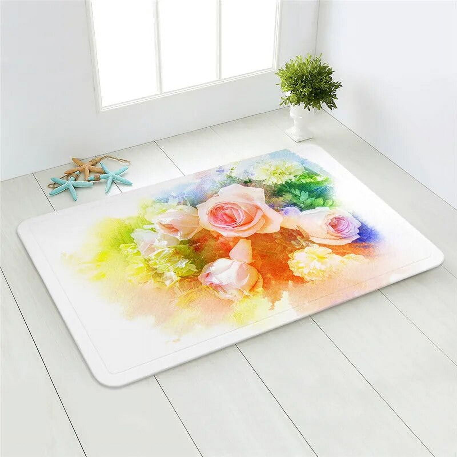 Flower Shower Mat Door Entrance Mats Rose Flowers Rugs Kitchen Floor ...