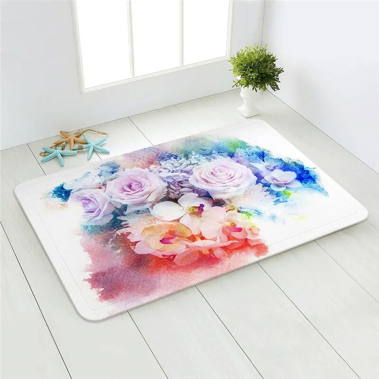 Flower Shower Mat Door Entrance Mats Rose Flowers Rugs Kitchen Floor ...