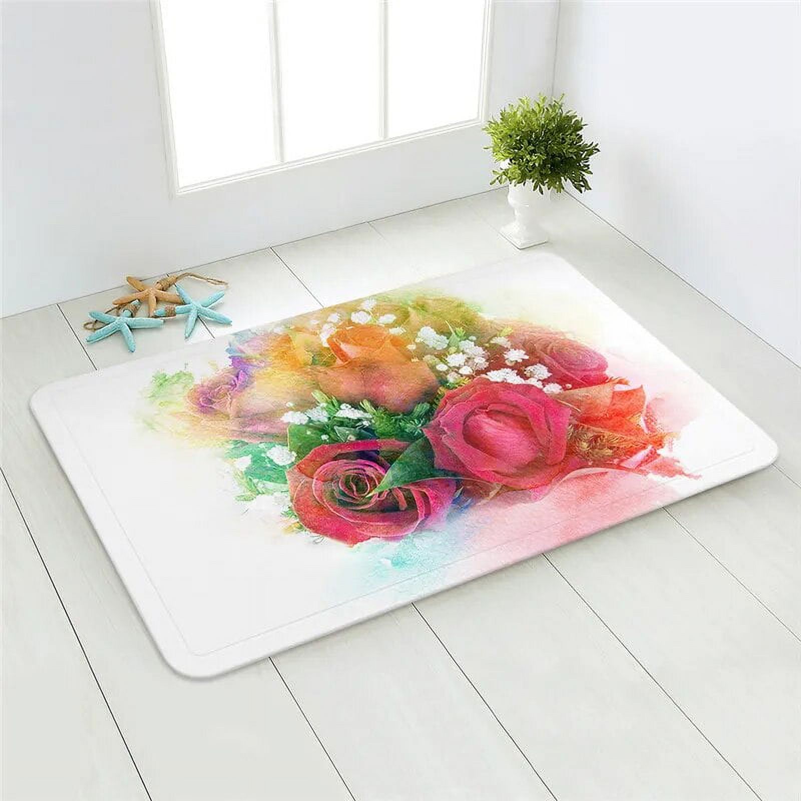 Flower Shower Mat Door Entrance Mats Rose Flowers Rugs Kitchen Floor ...