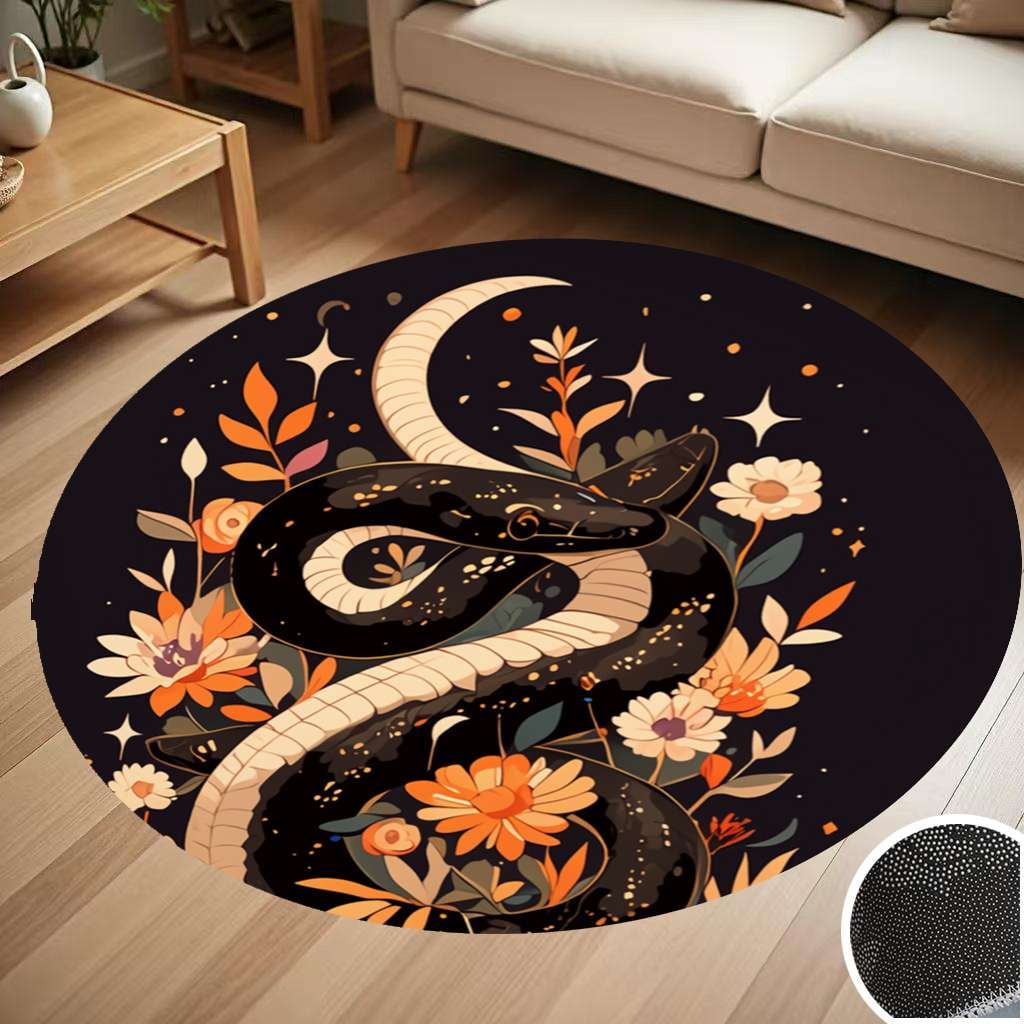 Flower Snake Round Carpet Living Room Bedroom Home Decoration Coffee ...