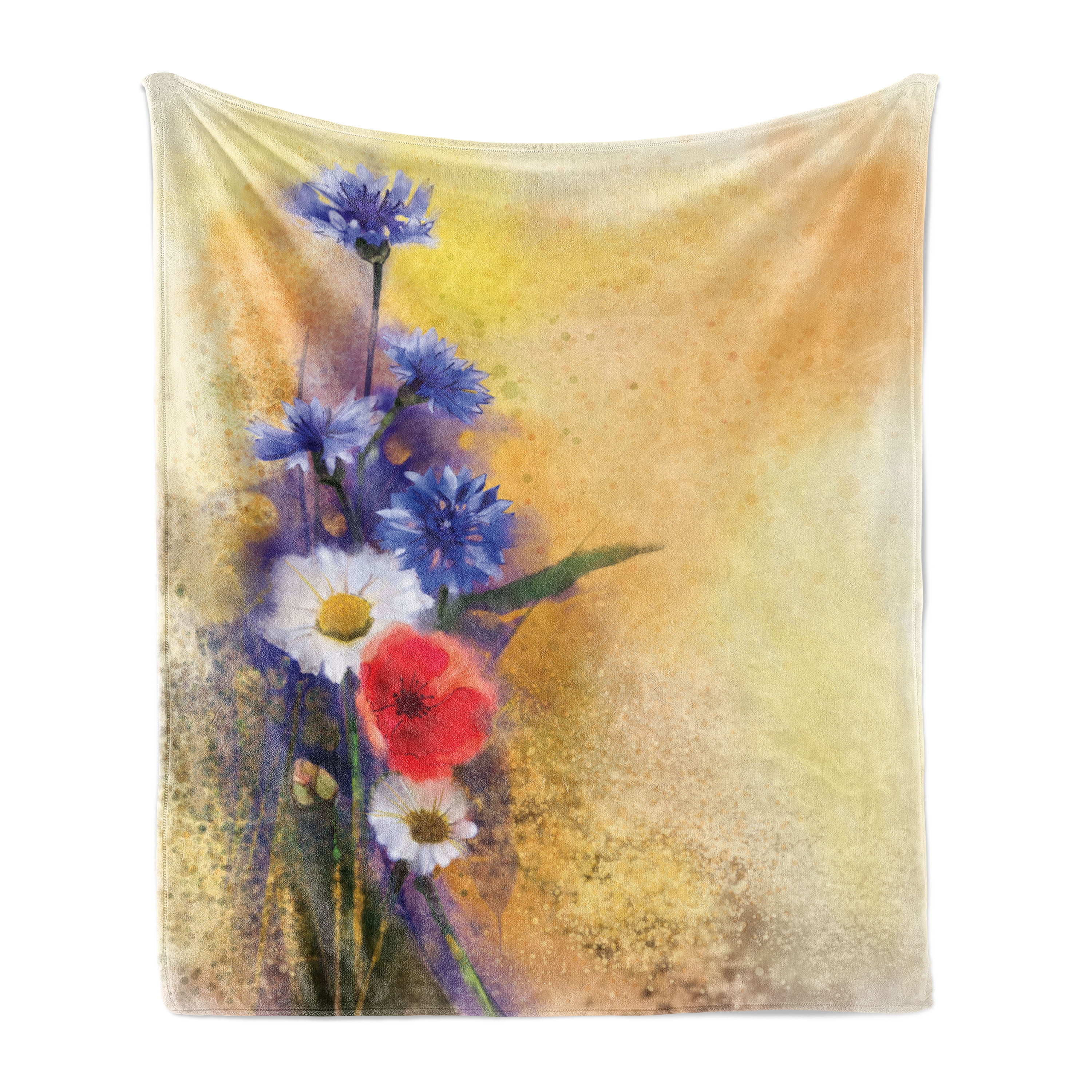 Flower Soft Flannel Fleece Throw Blanket, Poppy Flowers Cornflower ...