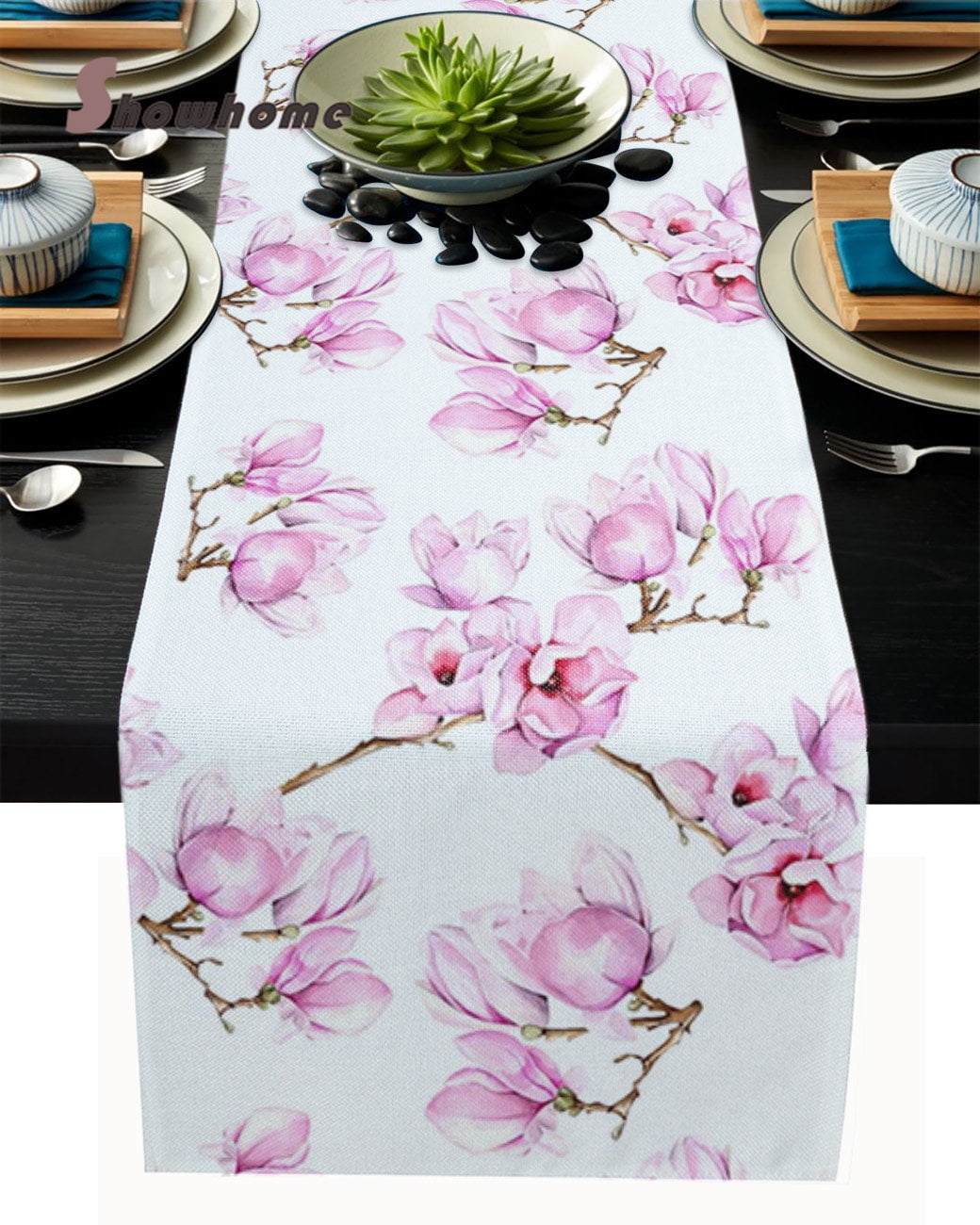 Flower Spring Pink Table Runner Wedding Table ration Home r Kitchen ...