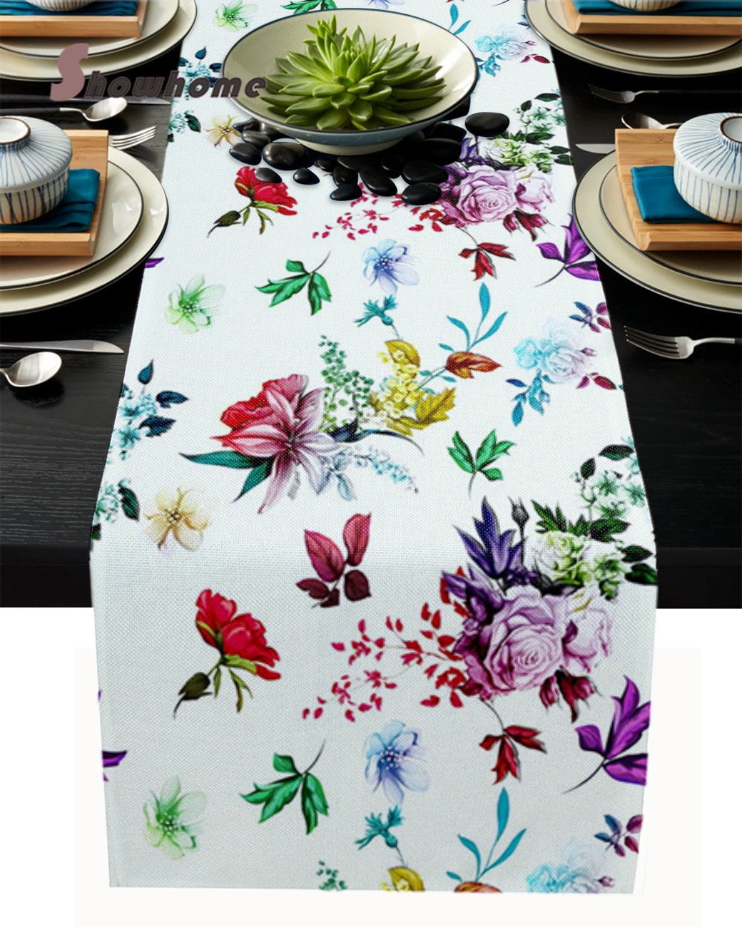 Flower Spring Pink Table Runner Wedding Table ration Home r Kitchen ...