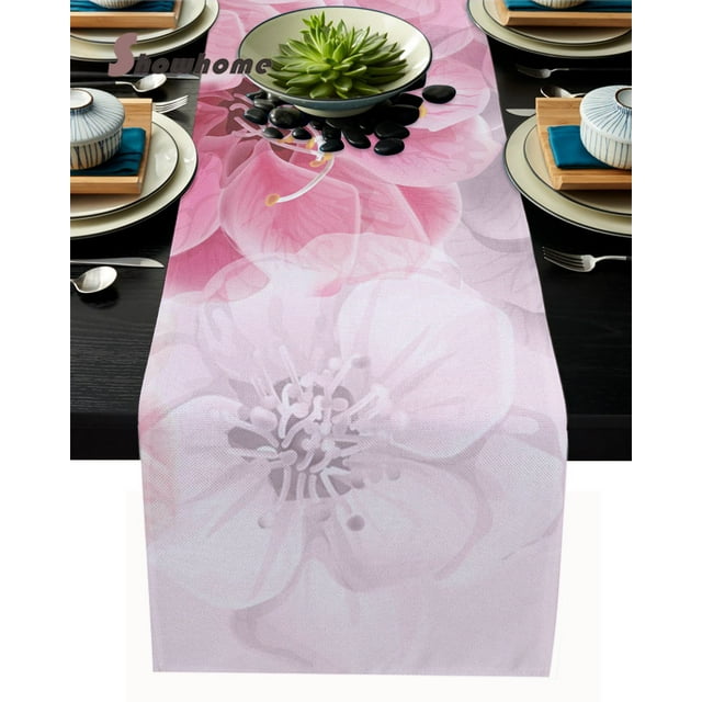 Flower Spring Pink Table Runner Wedding Table ration Home r Kitchen ...