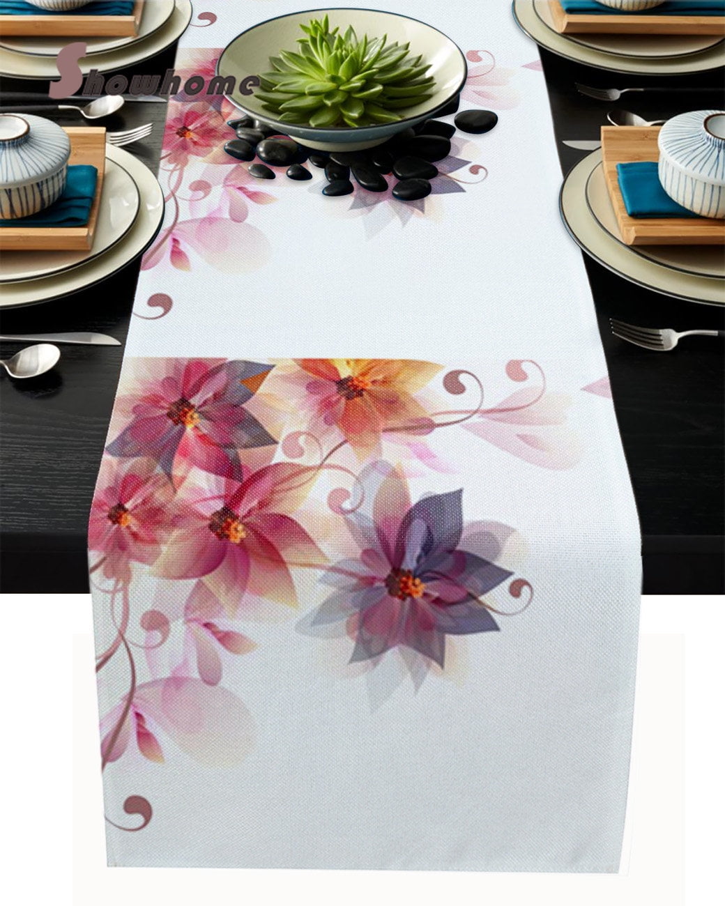 Flower Spring Pink Table Runner Wedding Table ration Home r Kitchen ...