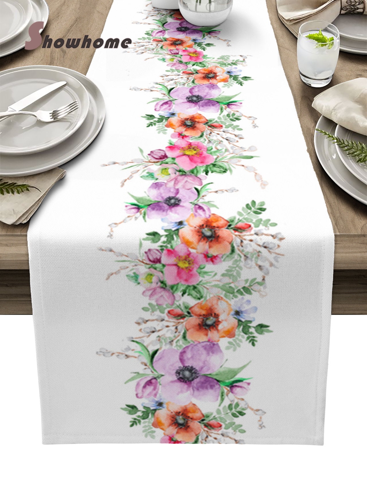 Flower Spring Pink Table Runner Wedding Table ration Home r Kitchen ...