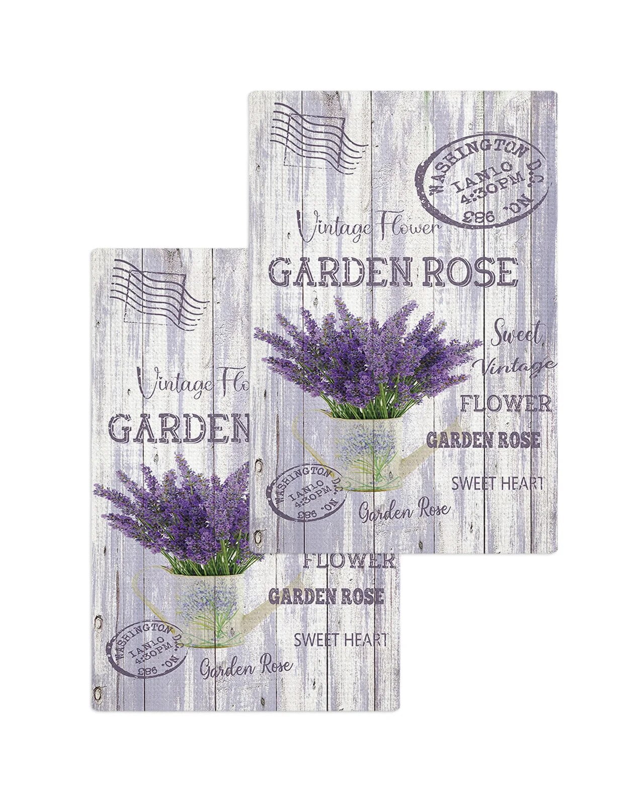 Flower Spring Watercolor Lavender Kitchen Cleaning Cloth Towel Waffle ...