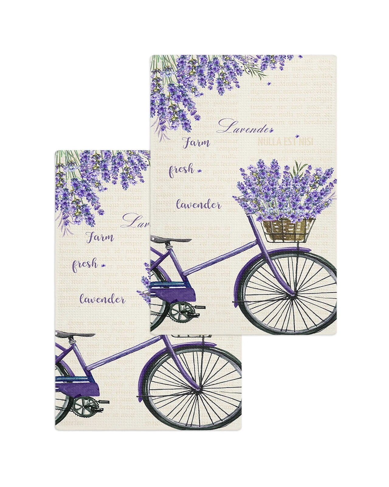 Flower Spring Watercolor Lavender Kitchen Cleaning Cloth Towel Waffle ...