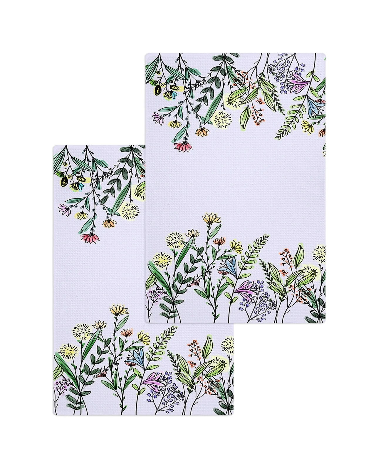 Flower Spring Watercolor Lavender Kitchen Cleaning Cloth Towel Waffle ...