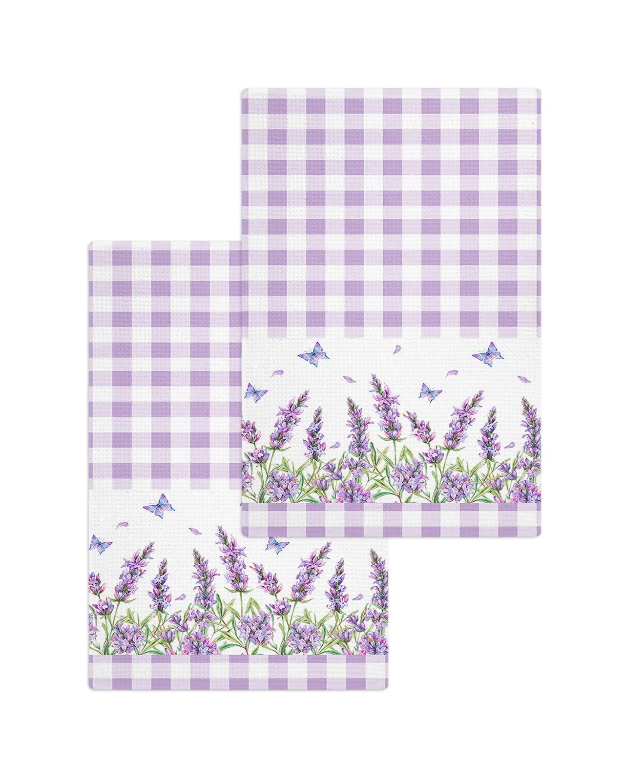 Flower Spring Watercolor Lavender Kitchen Cleaning Cloth Towel Waffle ...