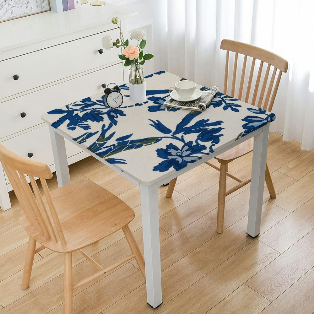 Flower Square Table Cove, Flower Style Texture, Elastic Edge, Can Wipe ...