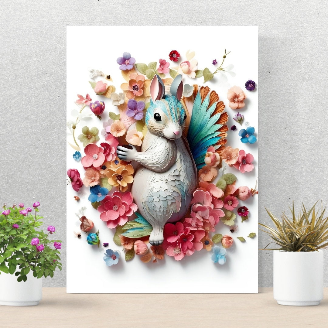 Flower Squirrel Forever - 3D Animal Canvas/Poster Art Prints â€“ The ...