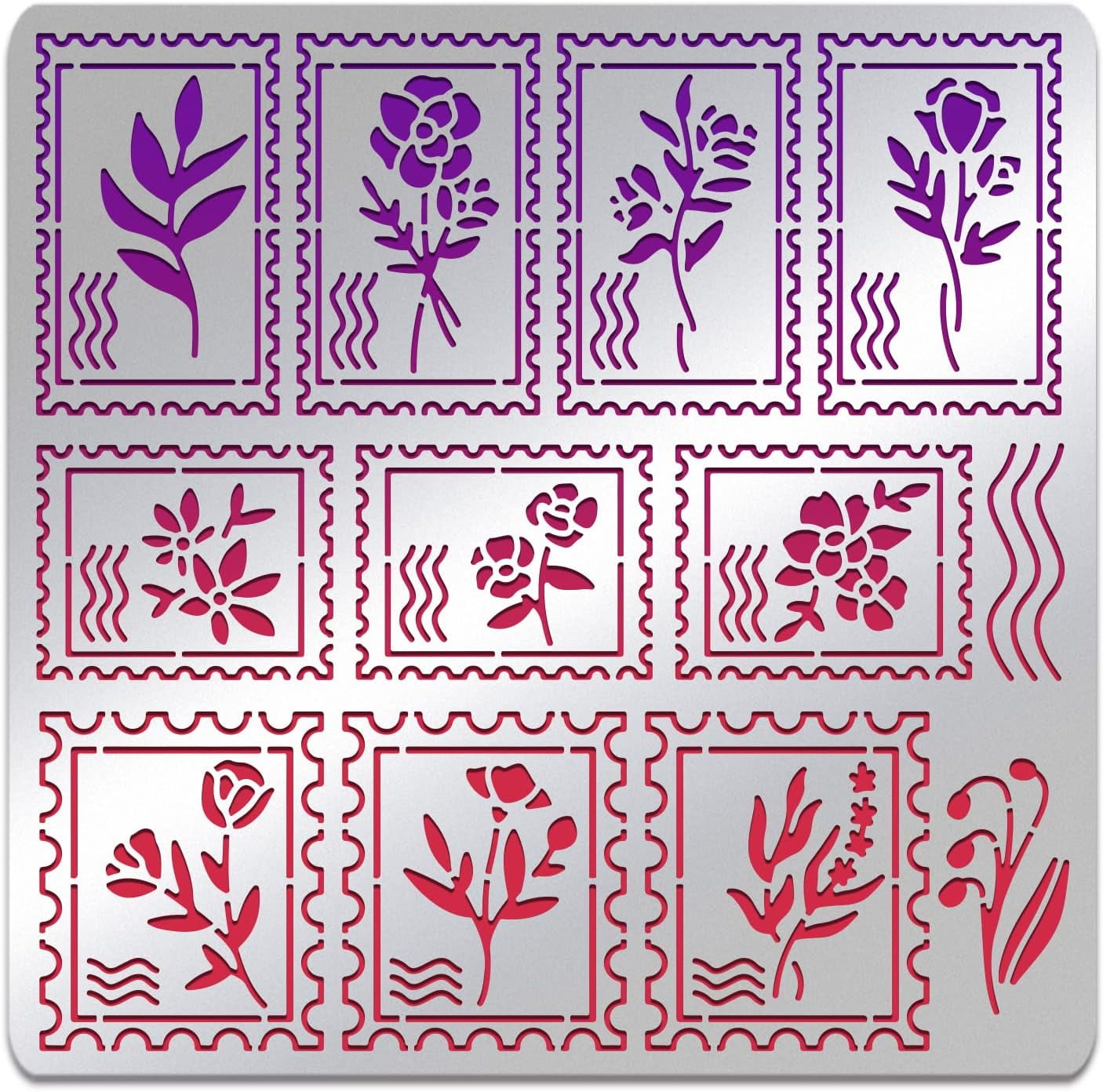Flower Stamp Metal Journal Stencil 6x6" Plants Theme Stainless Steel ...