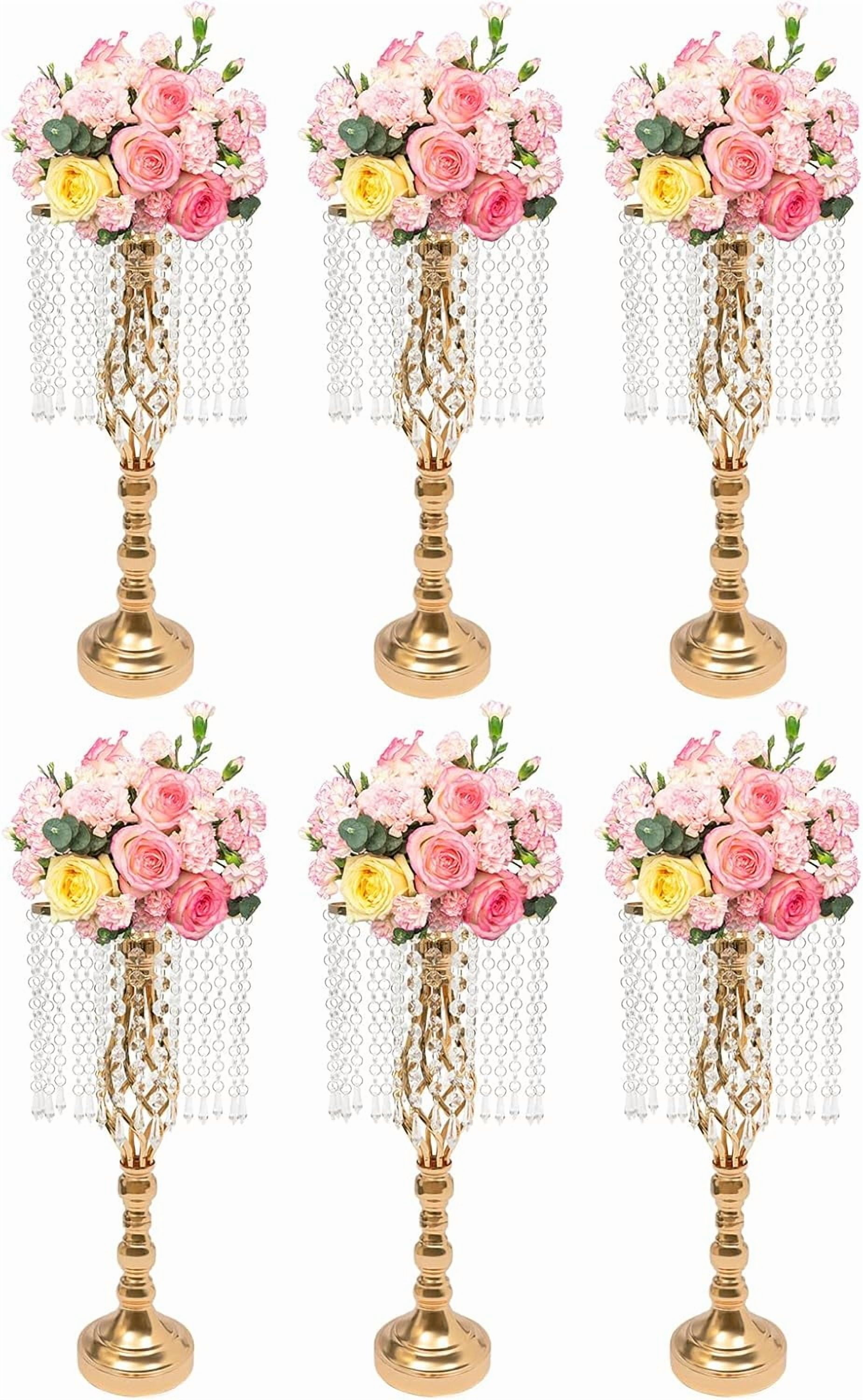 Flower Stand Gold 19.3inch, Flower Vase Crystal Flower Stand Wedding ...