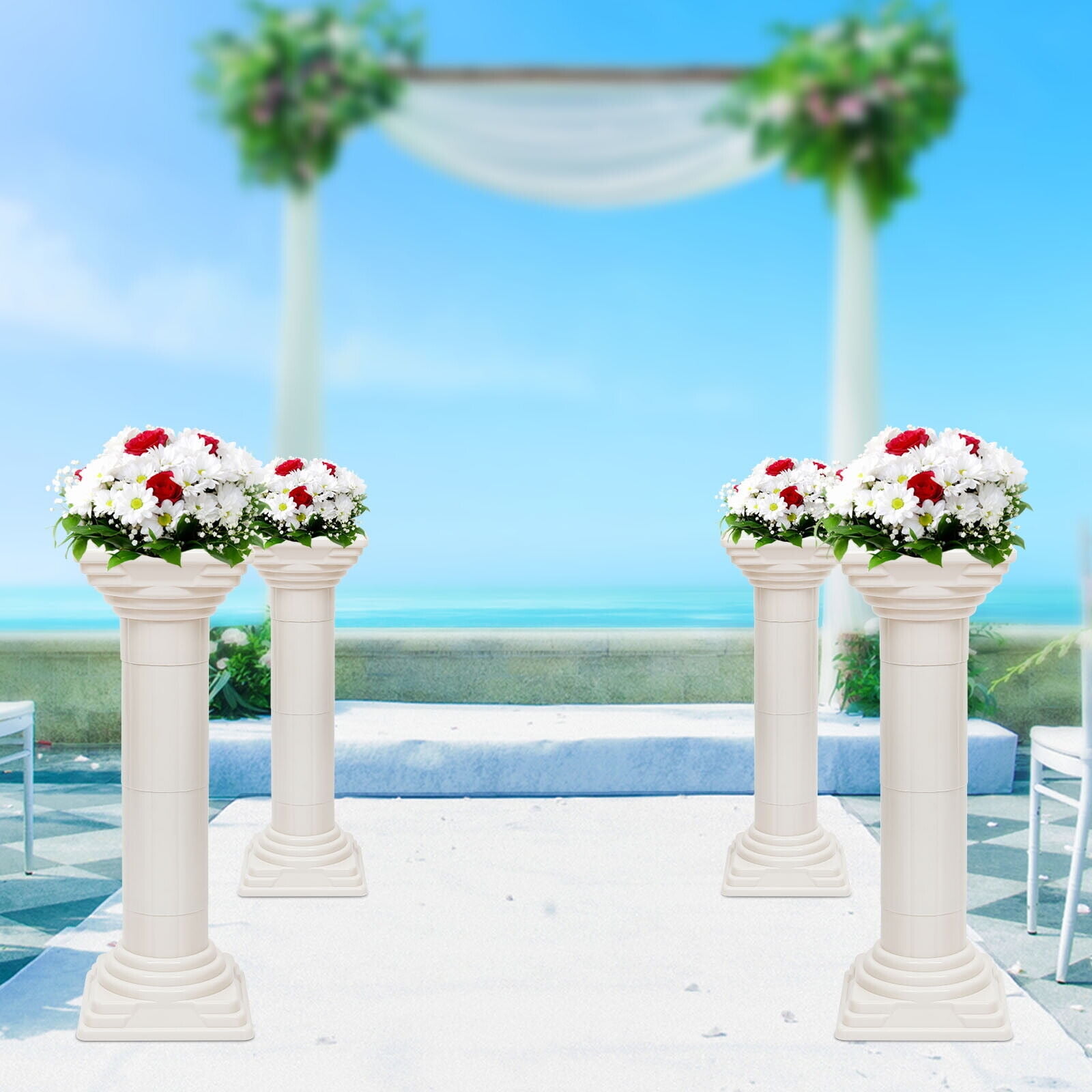 Flower Stand Wedding Decor White Roman Column 4Pcs Roman Pillars ...