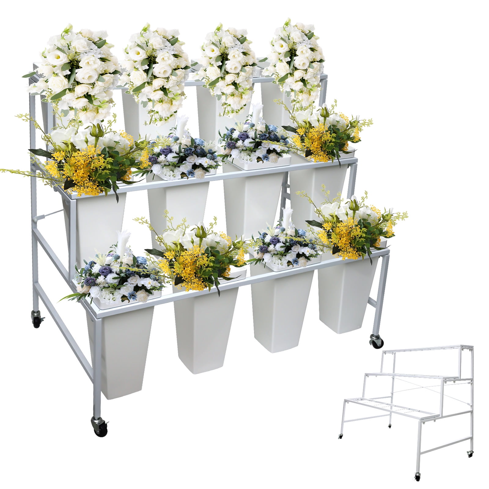 Flower Stand with Buckets, 3 Layers 12PCS Buckets Heavy Duty Metal ...