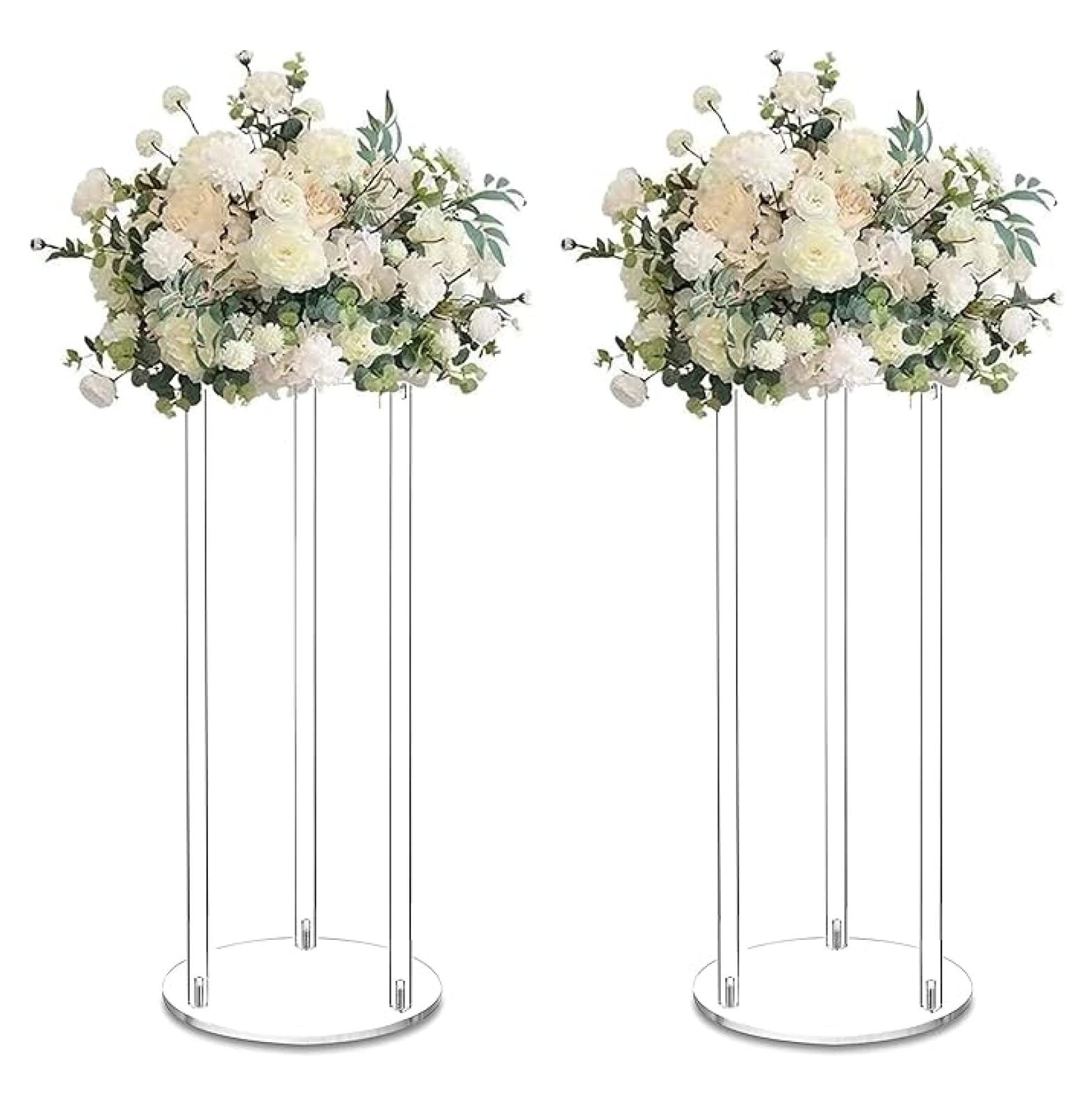 Flower Stands 2 Pack 32'' Tall Clear Acrylic Vase, Wedding Centerpieces ...