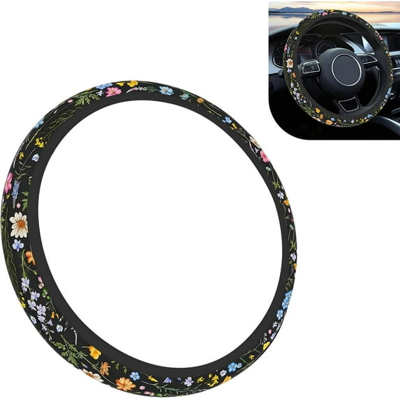 Flower Steering Wheel Cover, No Inner Ring design Cute Breathable ...
