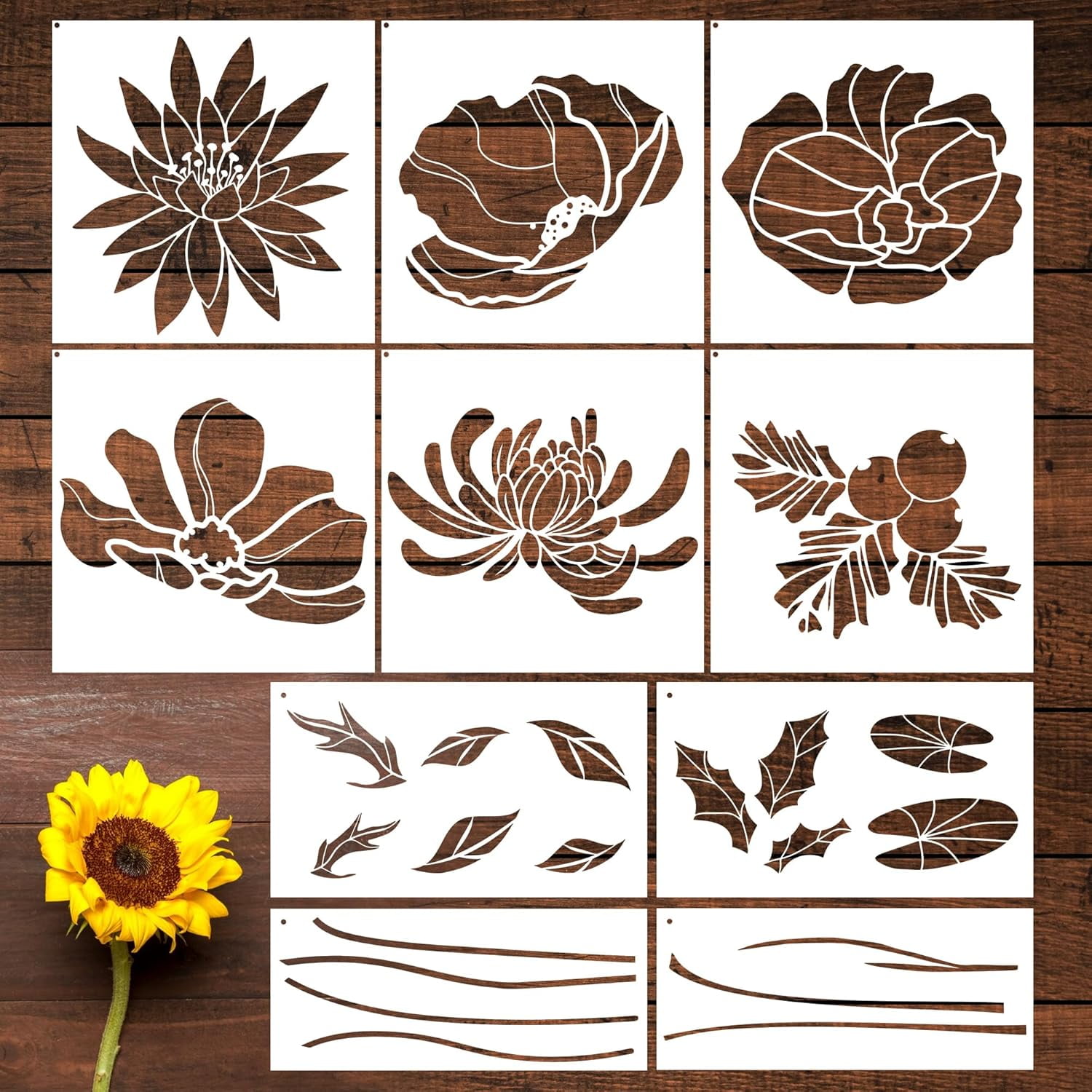 Flower Stencils for Painting - 10 Pcs Extra Large Flower Stencils for ...