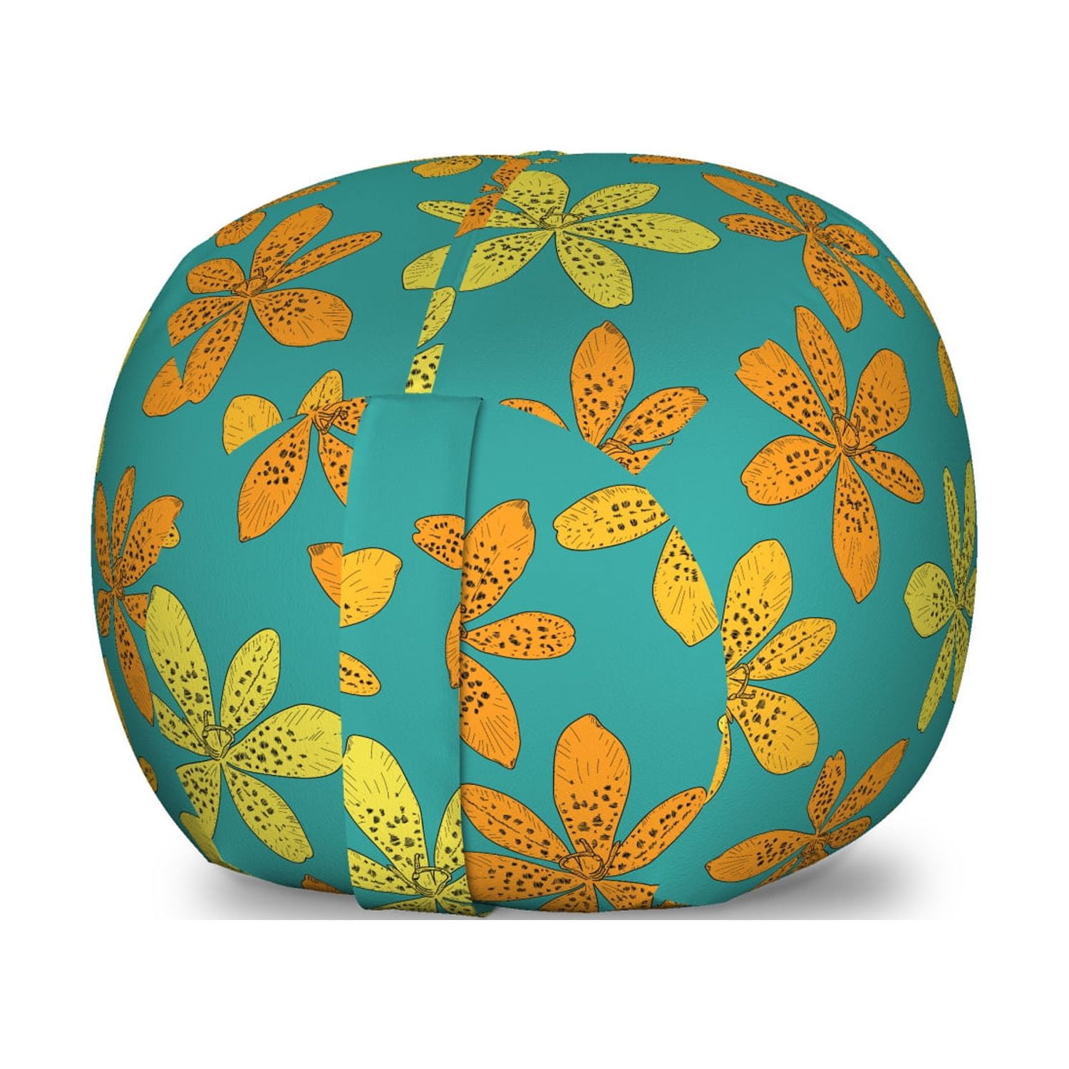 Flower Storage Toy Bag Chair, Botanical Theme Lilies Pattern in Floral ...