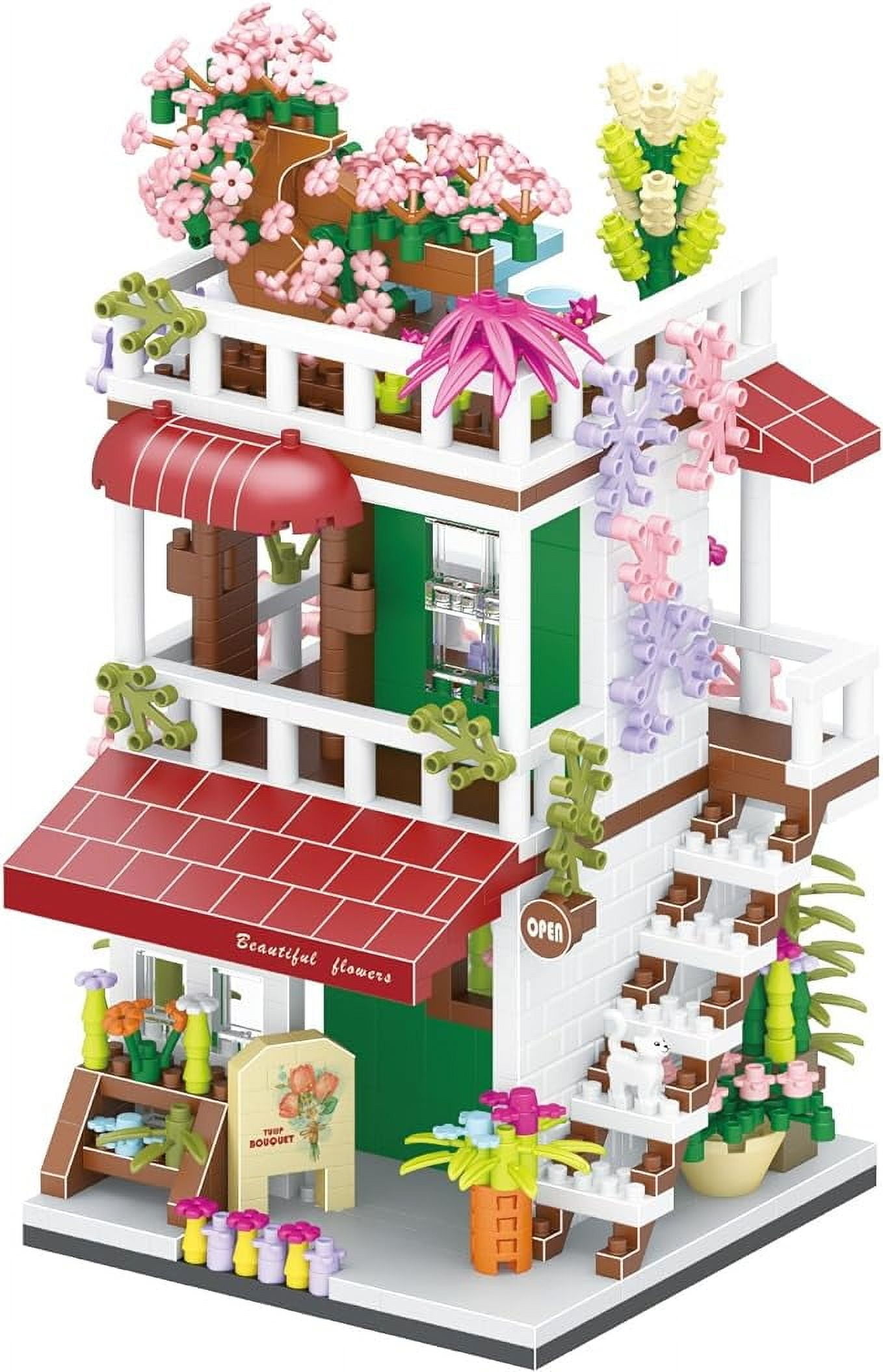 Flower Store Building Block Kits,(1080pcs) Garden House Model Mini ...