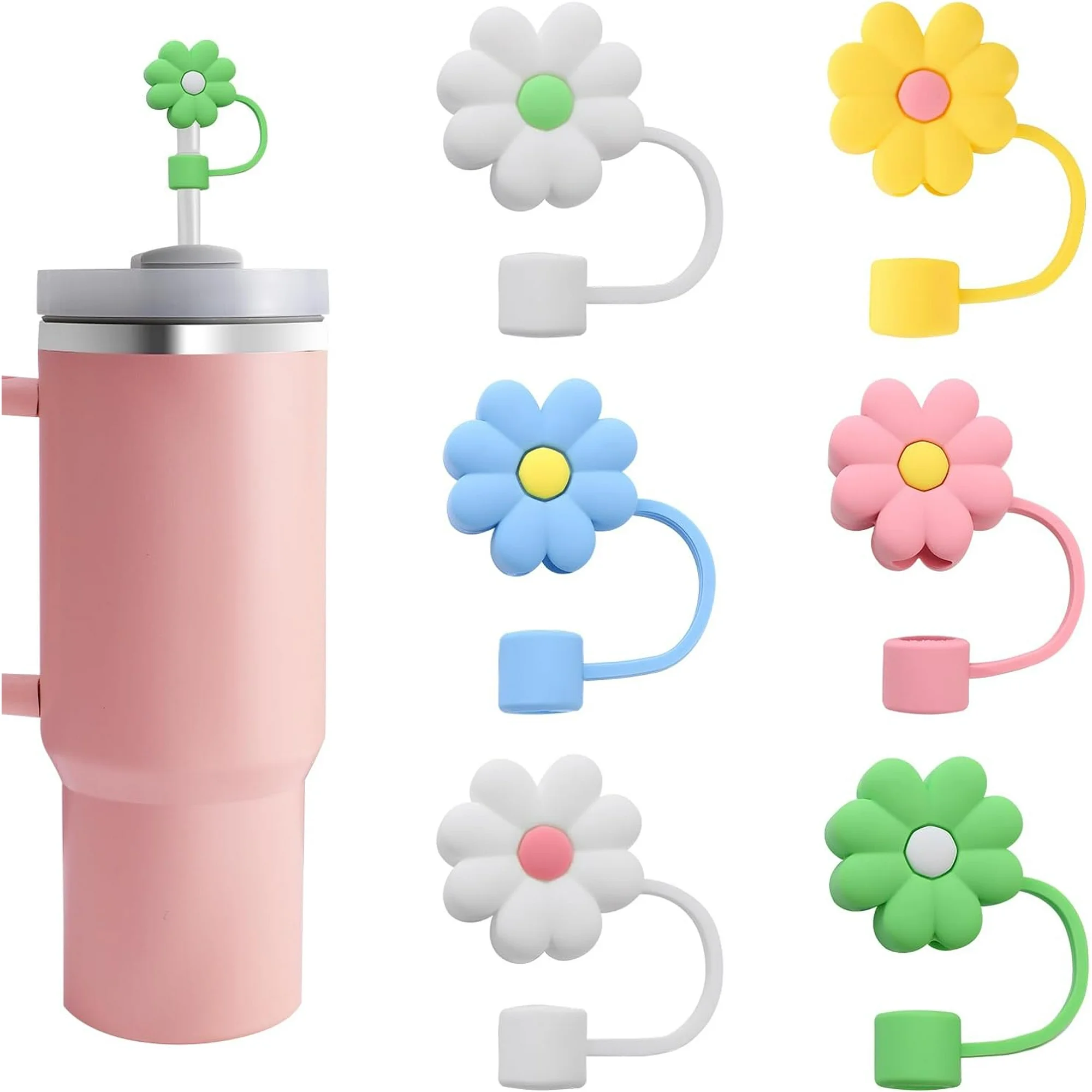 LUIISIS 20Pcs Straw Cover Caps, Cute Cartoon Straw Toppers for Drinking ...