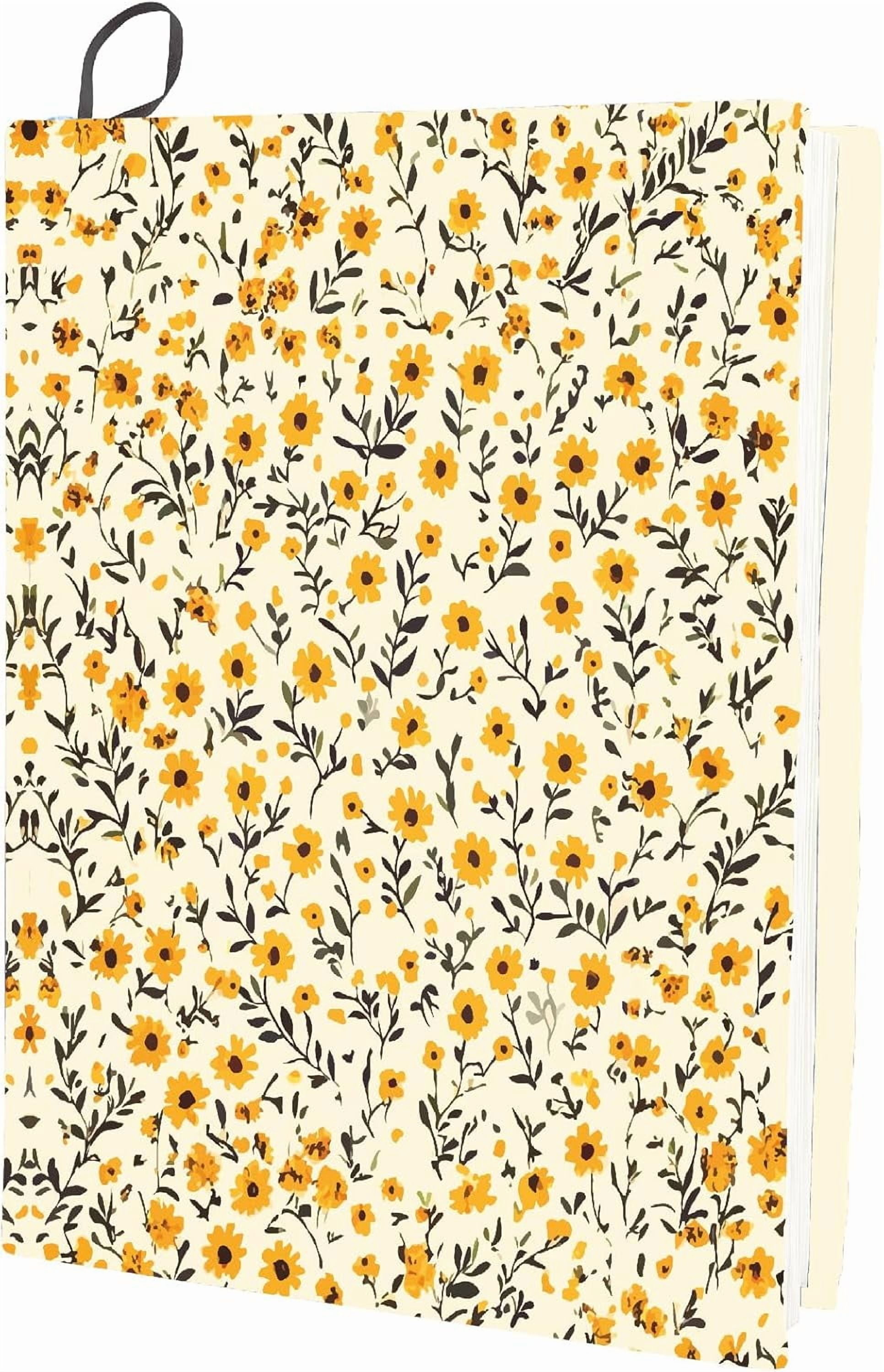Flower Stretchable Book Cover Yellow Washable Reusable Large Nylon Book ...