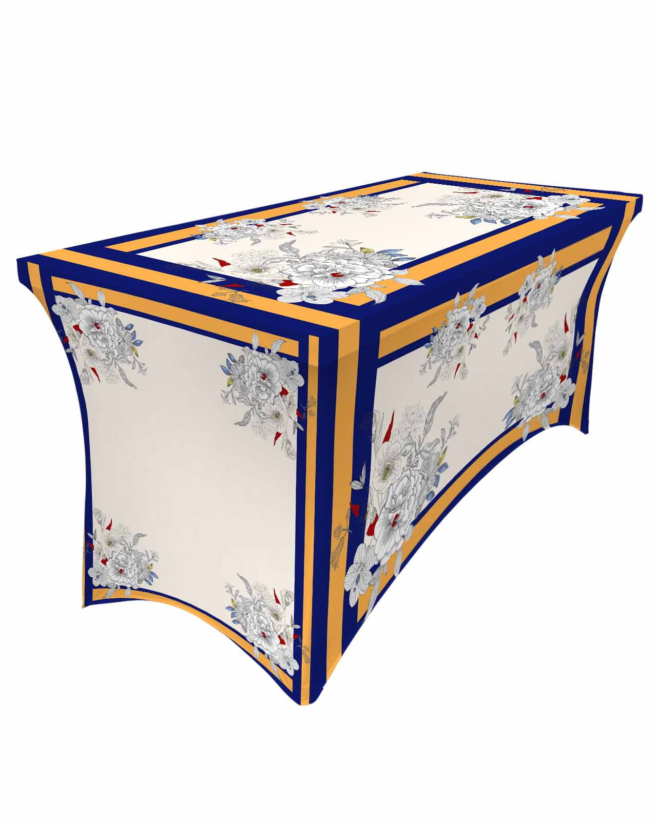 Flower Stripes Blue Table Skirt Wedding ration Home Birthday Party ...