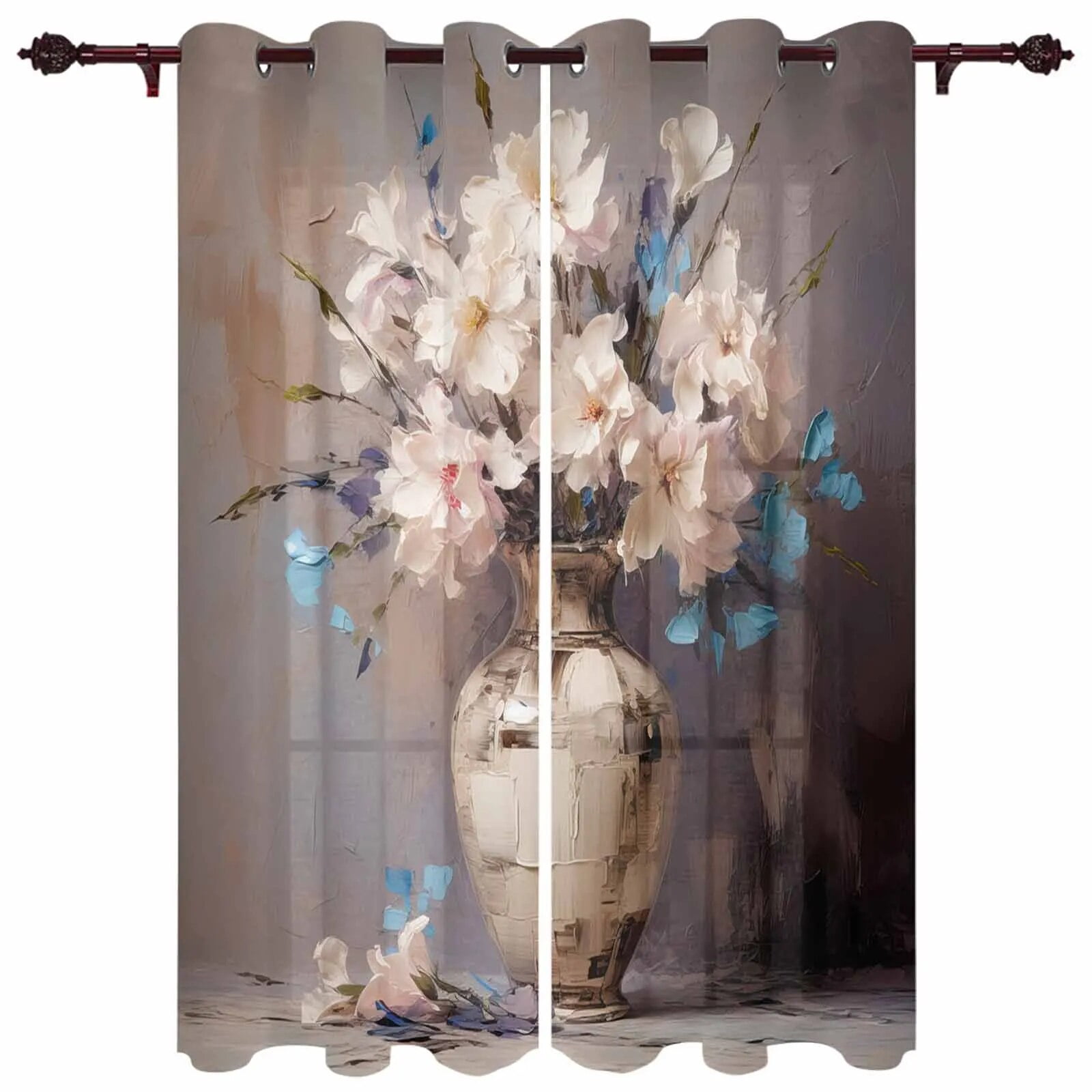 Flower Stroke Vase Living Room Curtains Modern Home Decor Kitchen ...