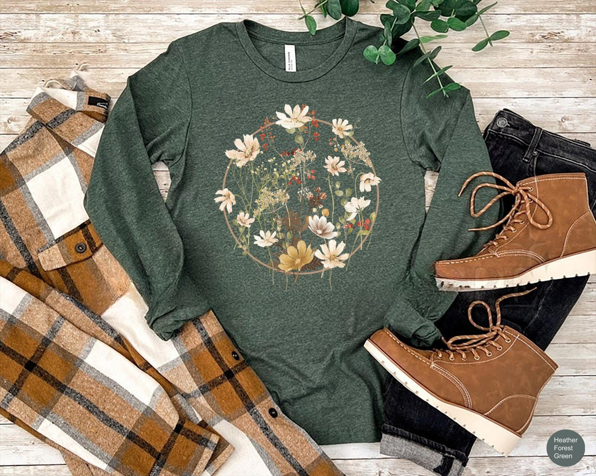 Flower T-Shirt, Wildflower Tshirt, Gift For Her, Flower Shirt Aesthetic ...