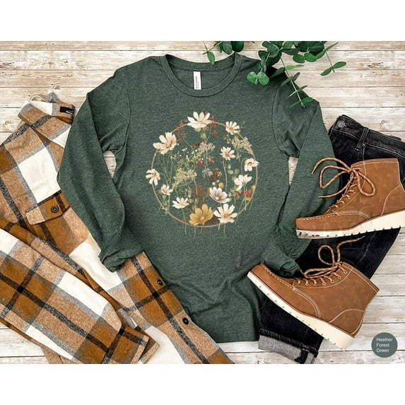 Flower T-Shirt, Wildflower Tshirt, Gift For Her, Flower Shirt Aesthetic ...