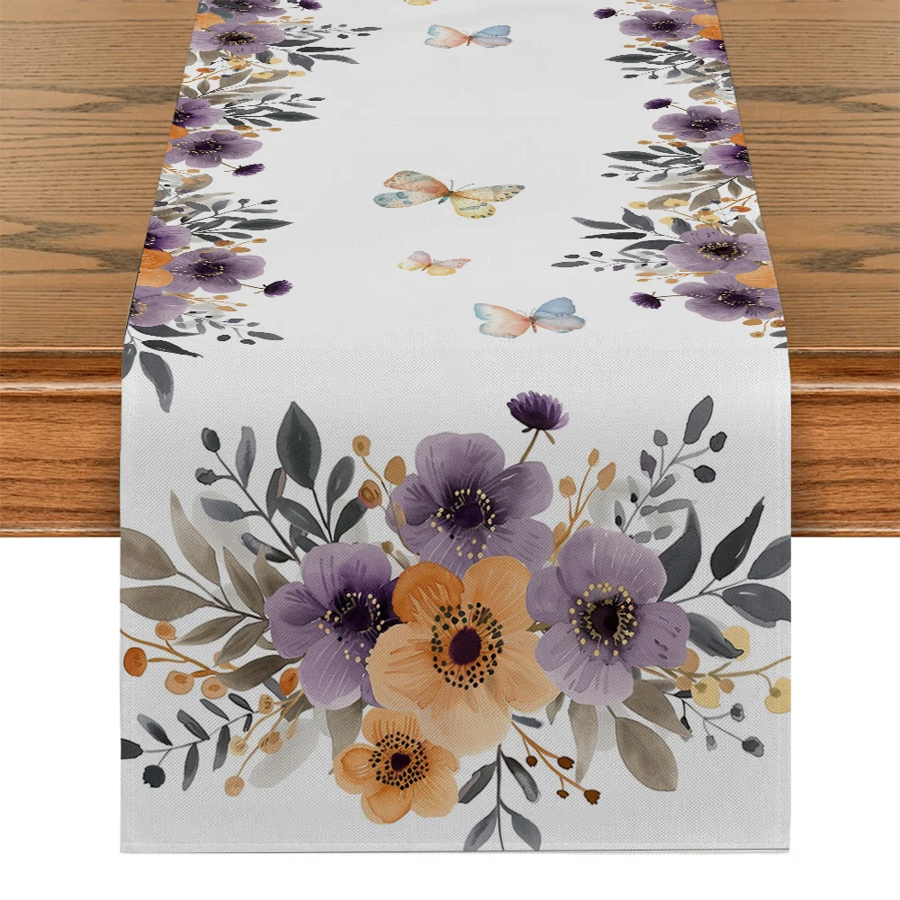 Flower Table Runner Dining Table ration Kitchen Supplies Watercolor ...