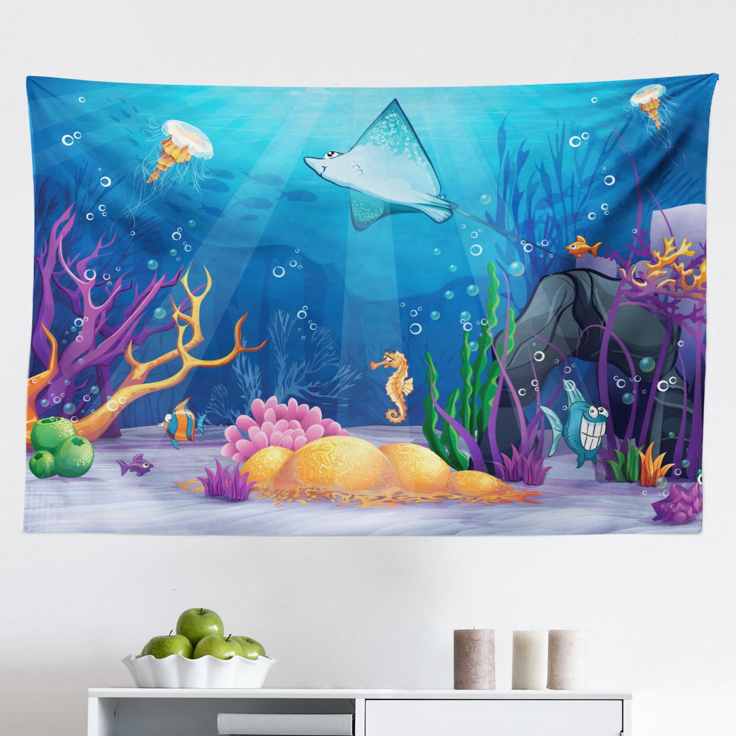 Flower Tapestry, Ombre Color Change Style Leaves Water Colored Print ...