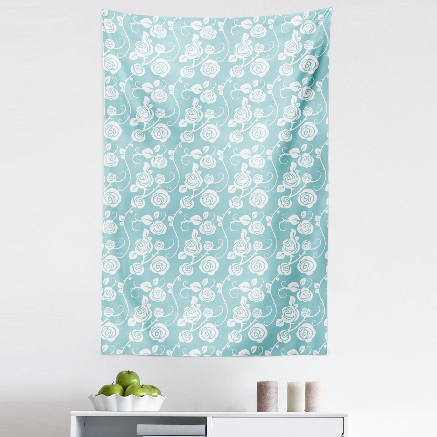 Flower Tapestry, Romantic Simple Floral Design Pastel Pattern with ...