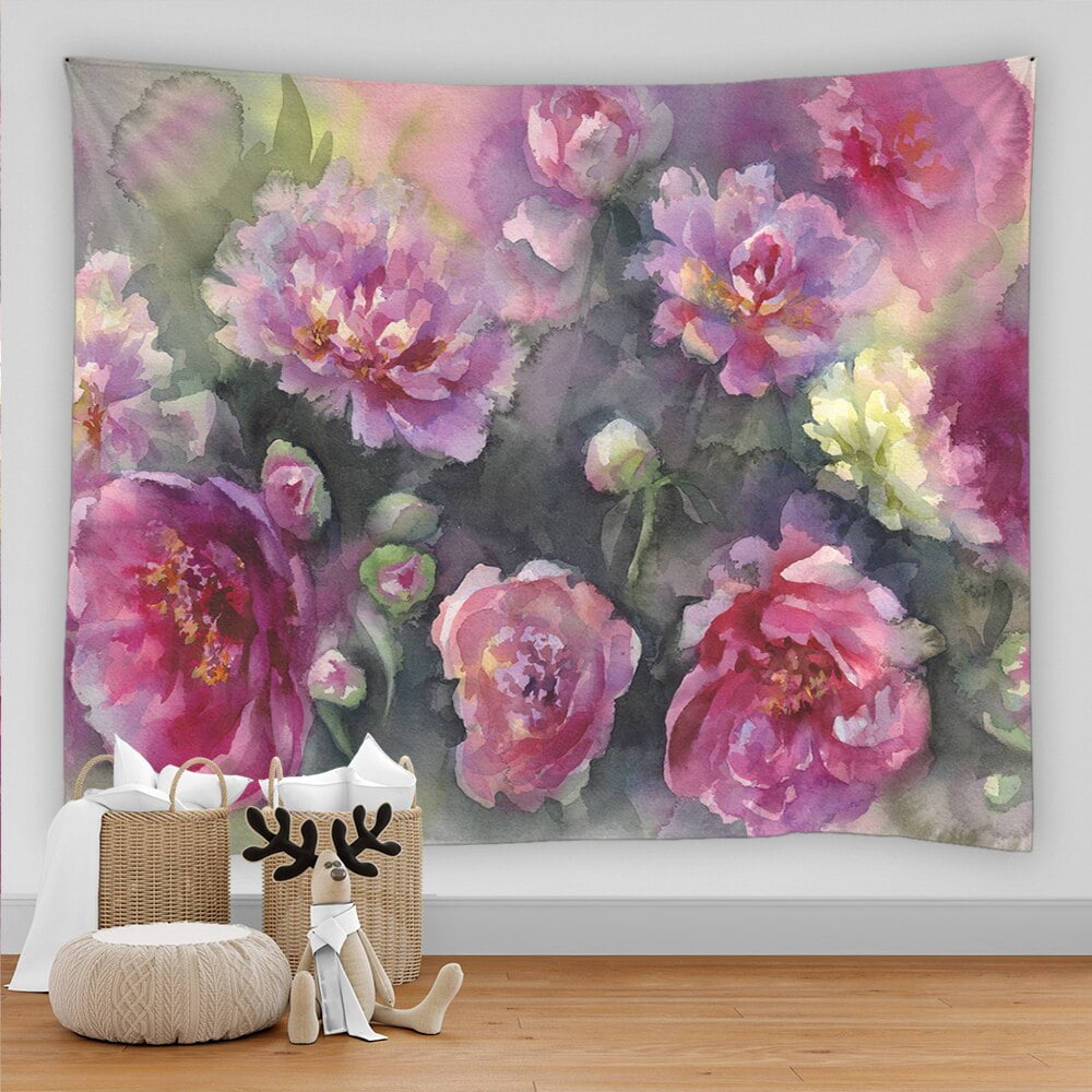 Flower Tapestry Wall Hanging Botanical Wildflower Yoga Mat Blanket ...