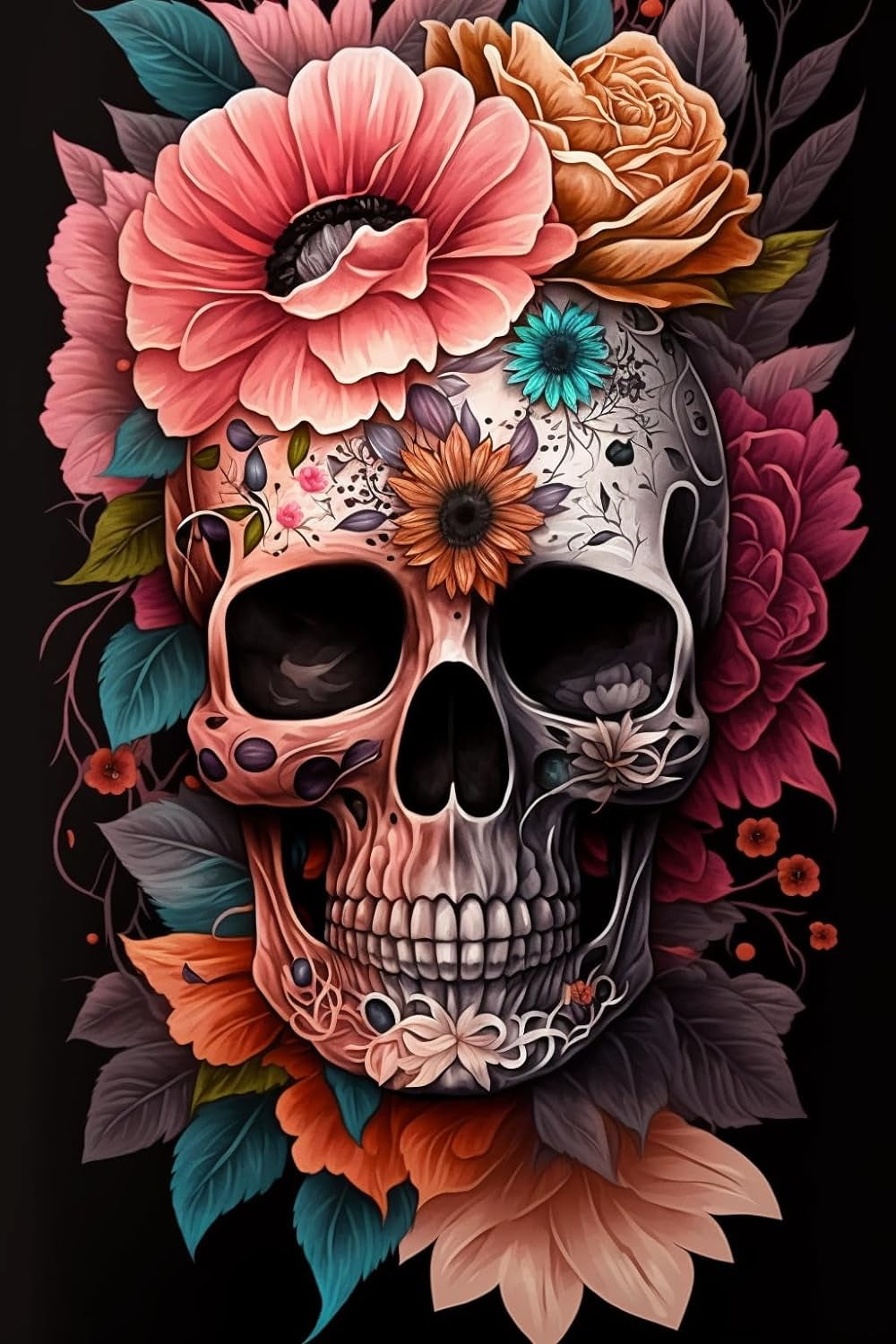 Flower Tattoo Skull Puzzles for Adults 300 Piece Wooden Jigsaw Puzzle ...