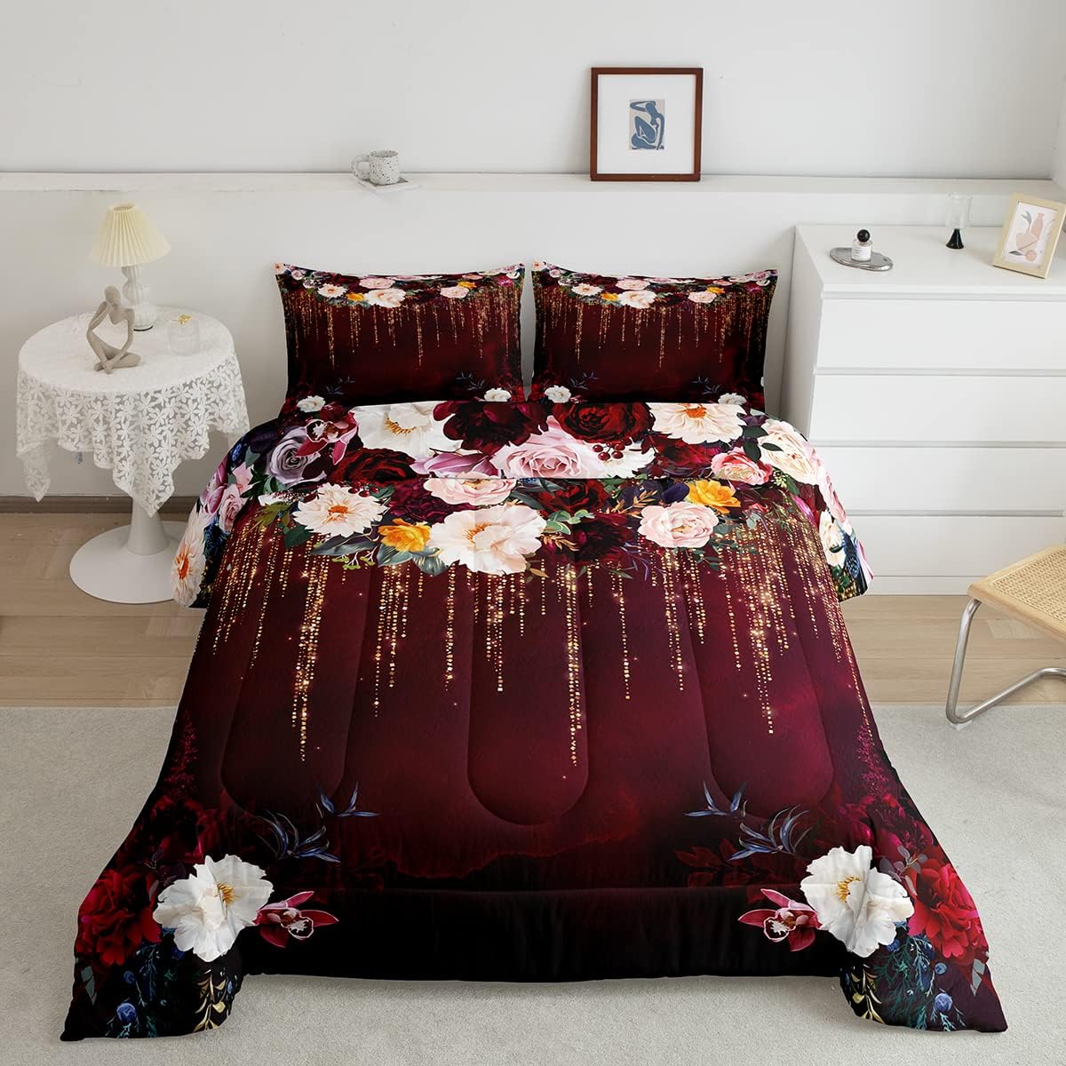 Flower Teens Blue Dragon Comforter Set Cartoon Castle Bedding Set for ...