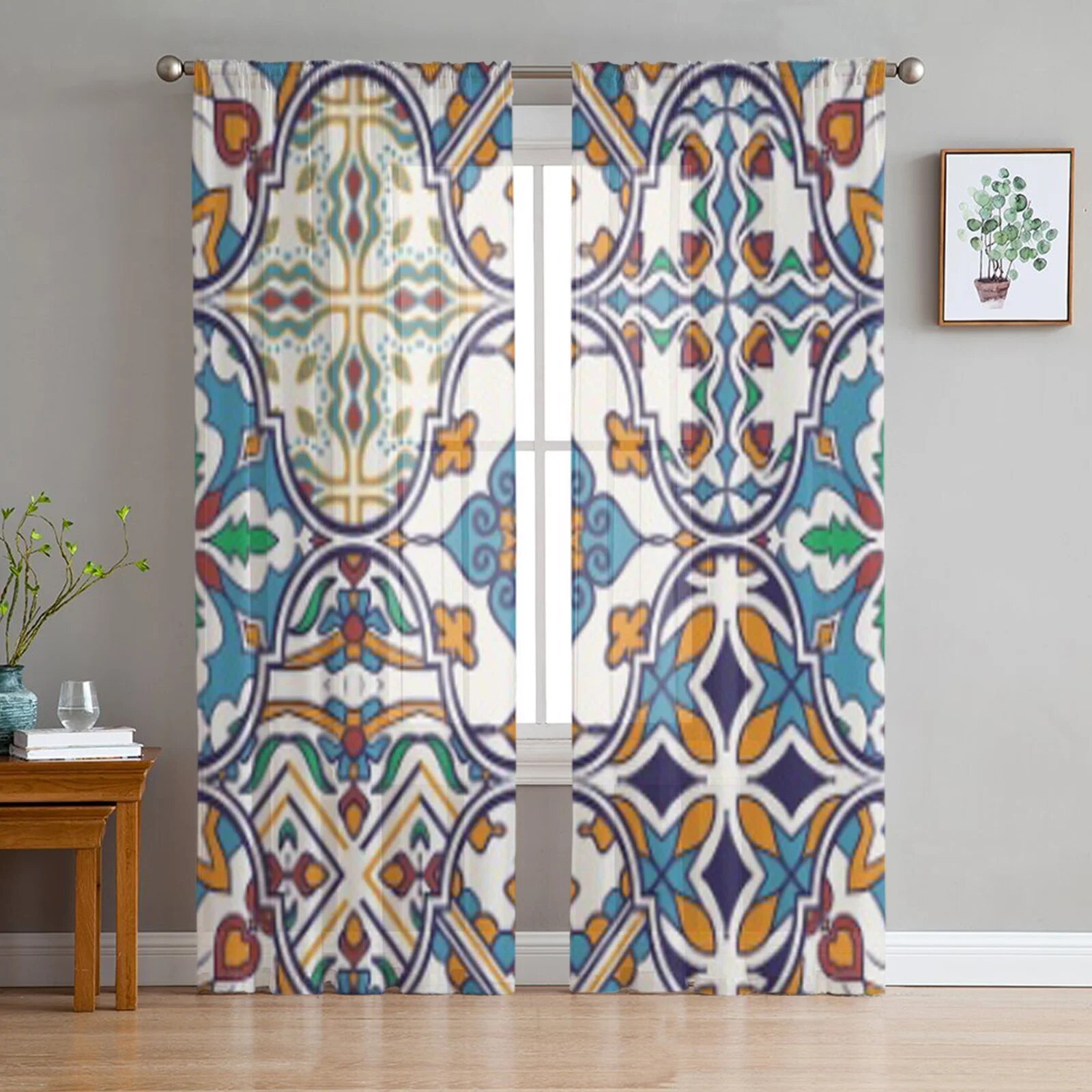 Flower Texture Sheer Curtains for Living Room Transparent Tulle Window ...