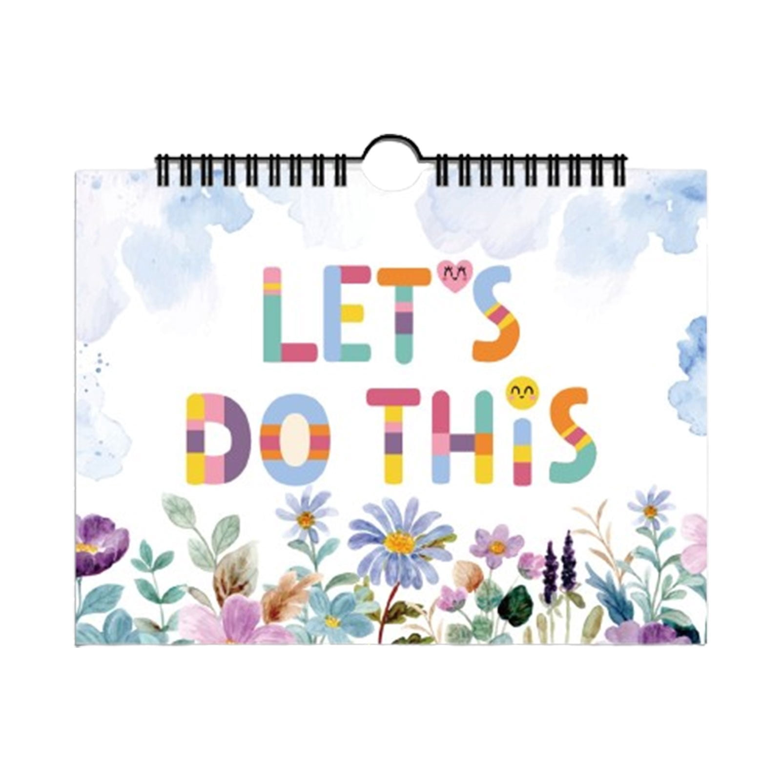 Flower Theme Inspirational Notepad 12 Months English Plan Book ...
