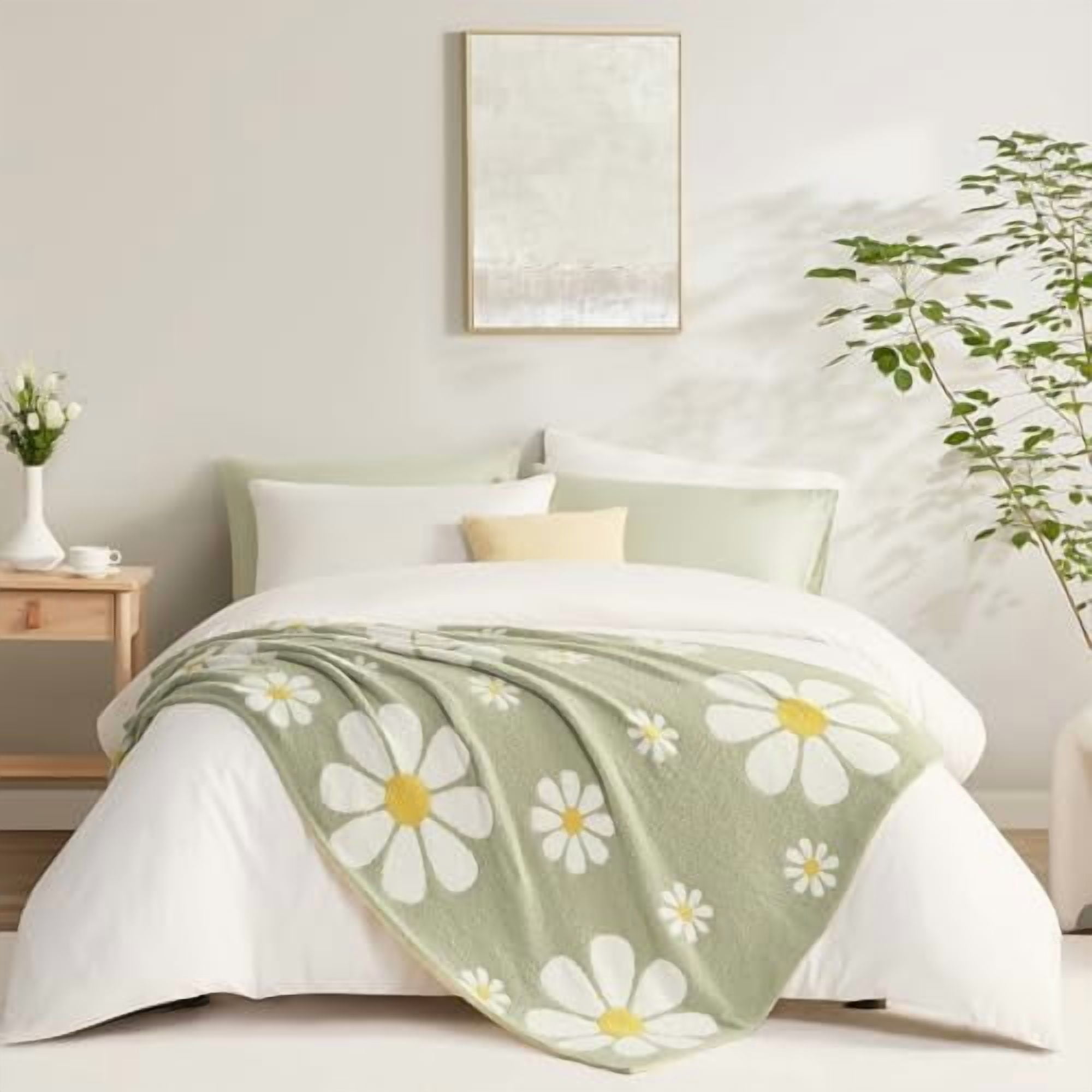 Flower Throw Blanket for Couch, Fuzzy Microfiber Warm Winter Floral ...