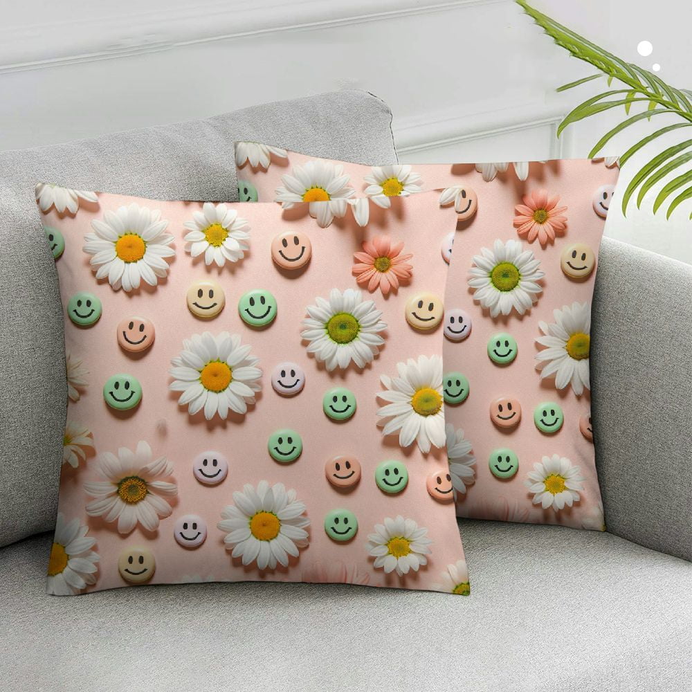 Flower Throw Pillow Cover, Aesthetic Cute Pillowcase Decoration for ...